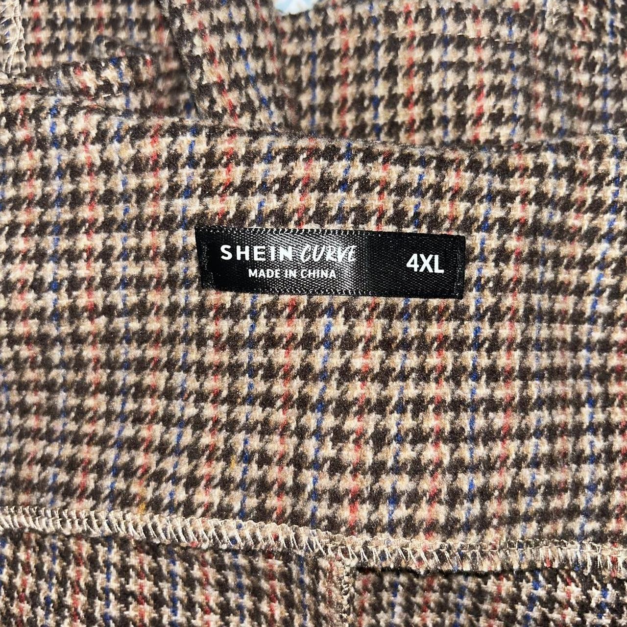 SHEIN brown plaid tweed vest. Size 4x. Definitely... - Depop