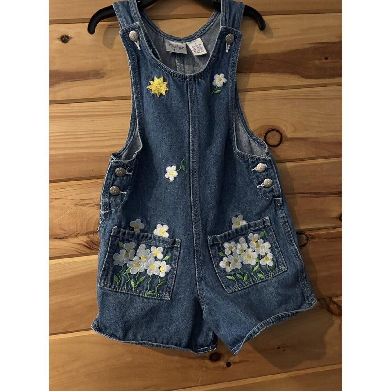 Vintage Badge Girls Short Bob Overalls Decorative... - Depop