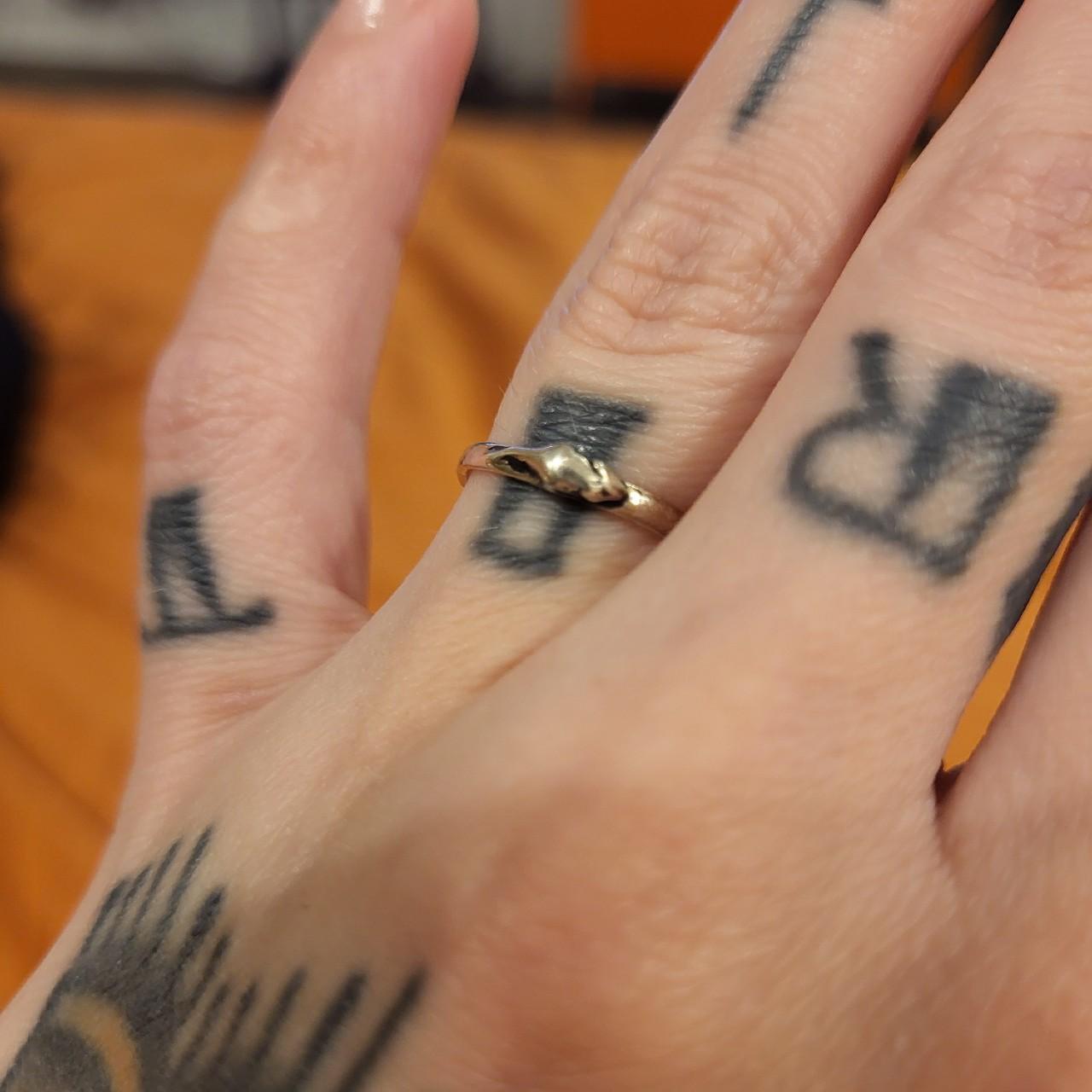 Tiny Mouse Sterling Silver Stacking Ring Size... - Depop