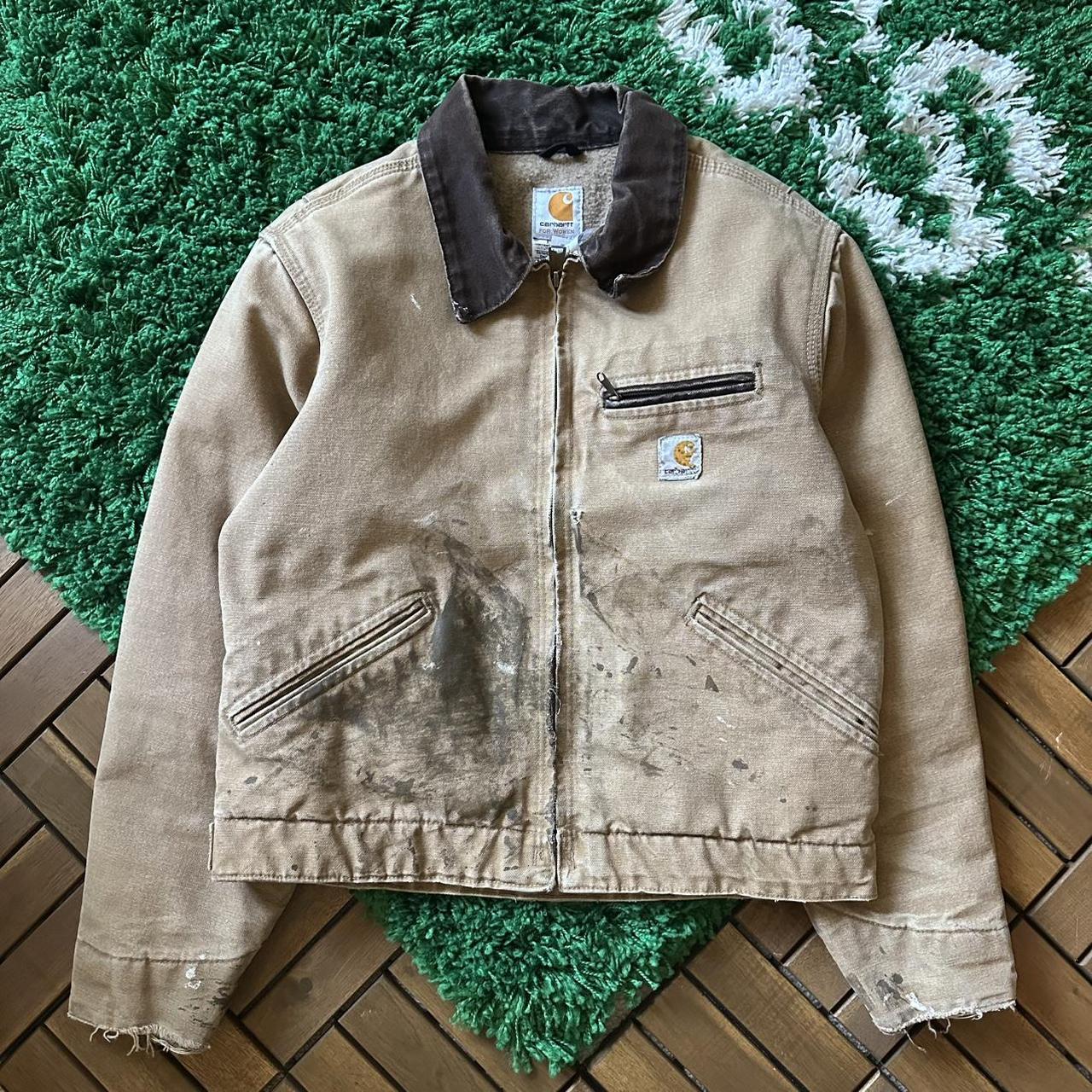 ‘00s tan detroit carhartt jacket womens size... | Depop