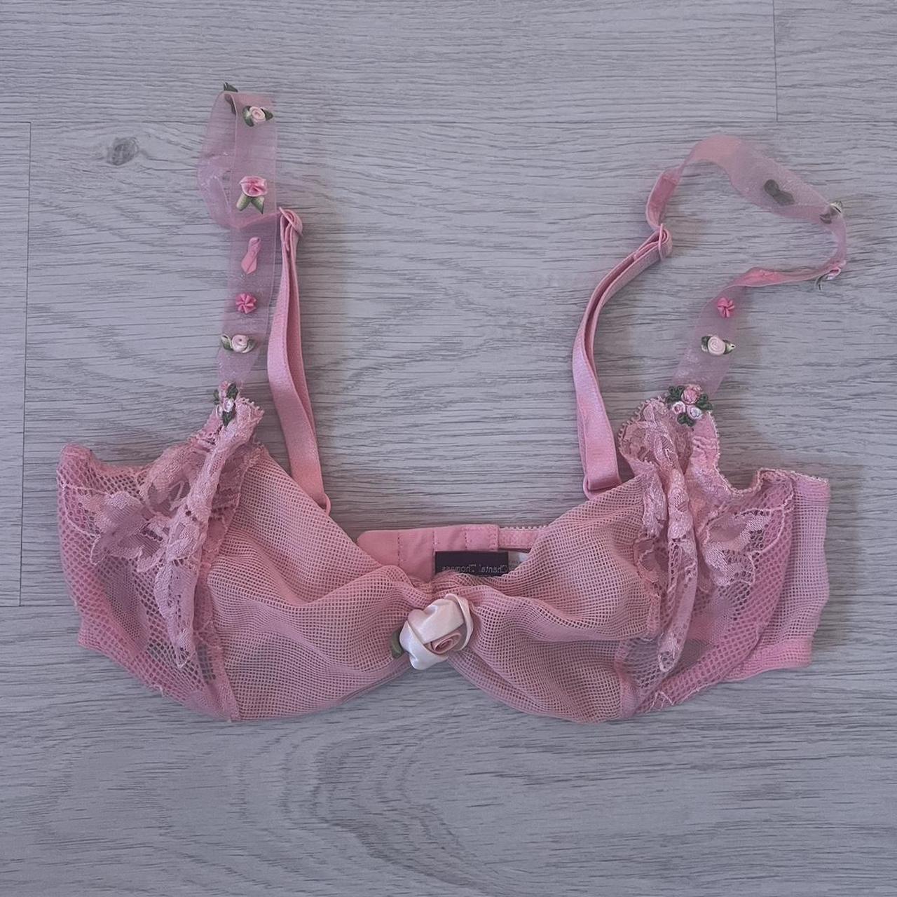 Pink Chantal Thomas mesh bralette with cute little... - Depop
