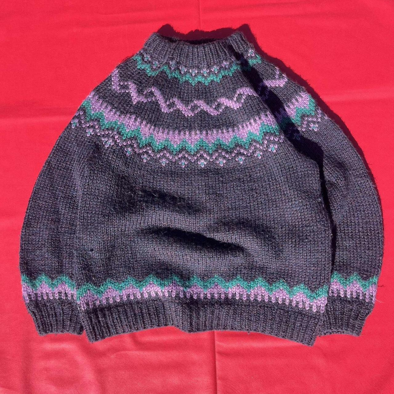Green and purple vintage aztec sweater #vintage #60s... | Depop