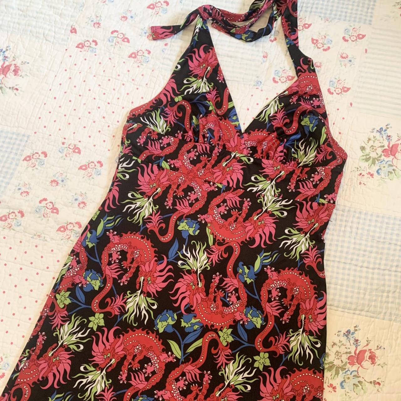 Chinese dragon halter neck dress Super funky black... - Depop