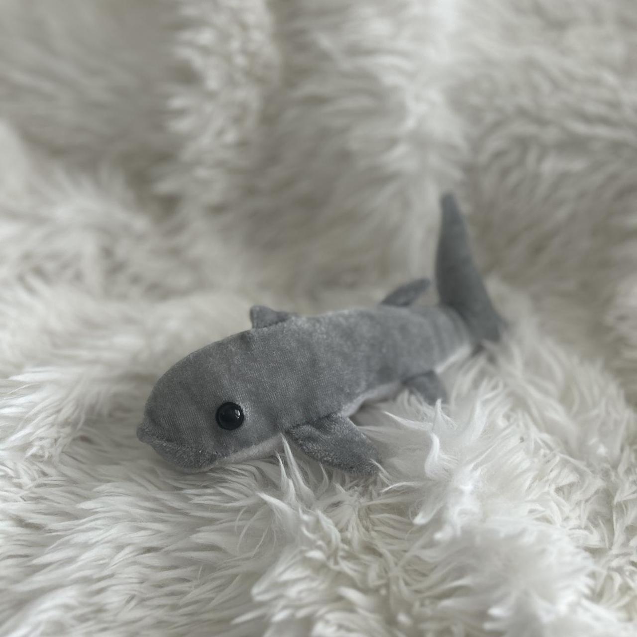 Grey and white stuffed shark plushie #stuffedanimals... - Depop