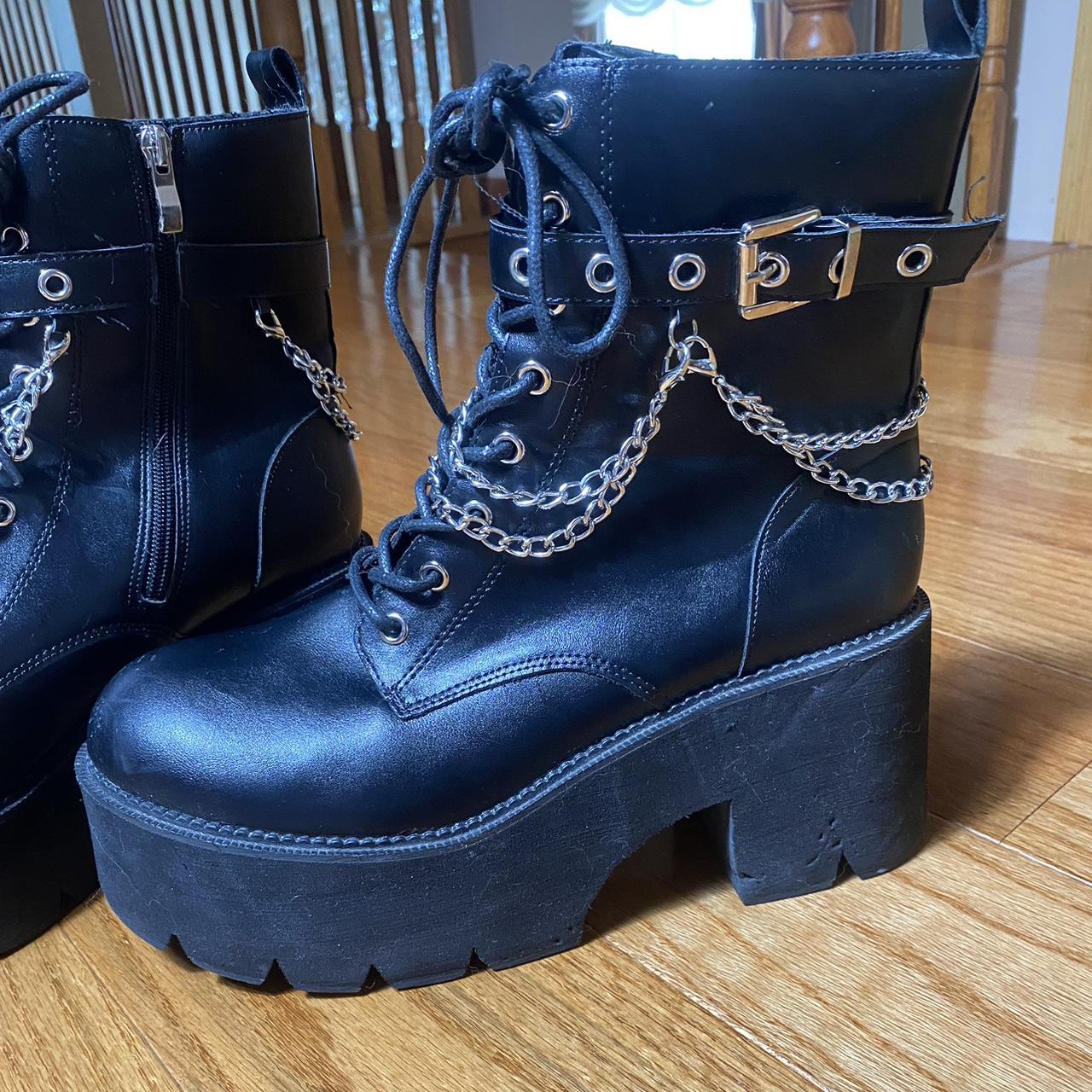 3 inch platform shoes w/chain and buckle... - Depop