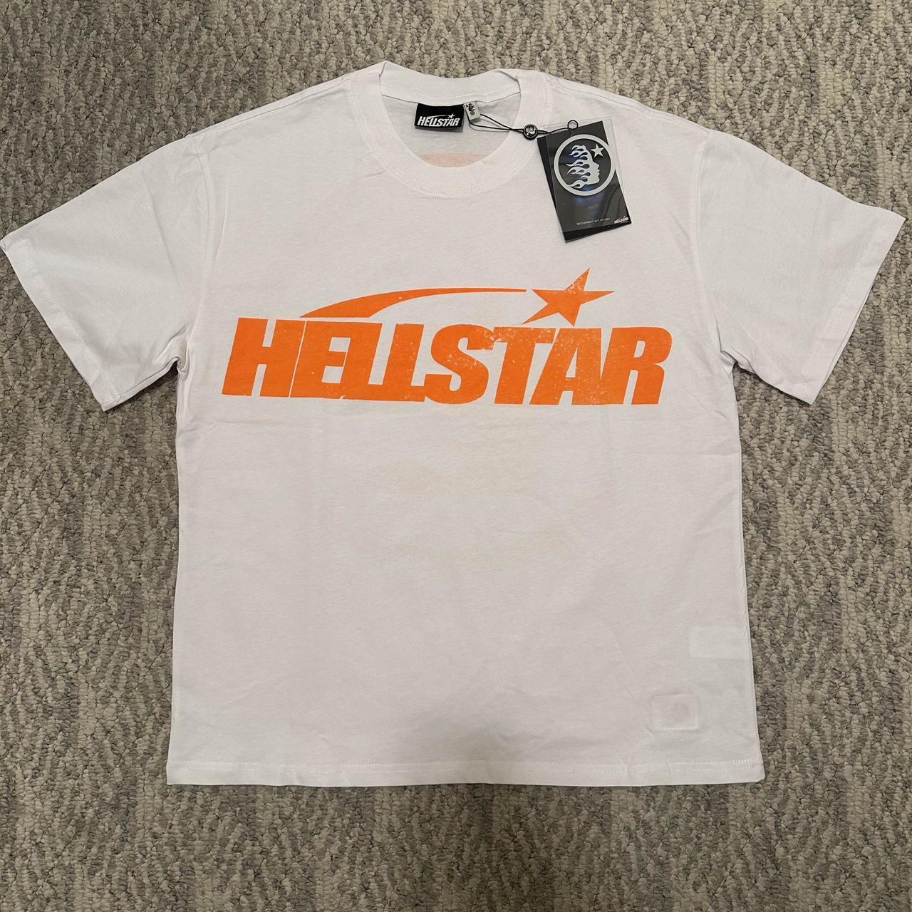 Hellstar white and orange t shirt - Depop