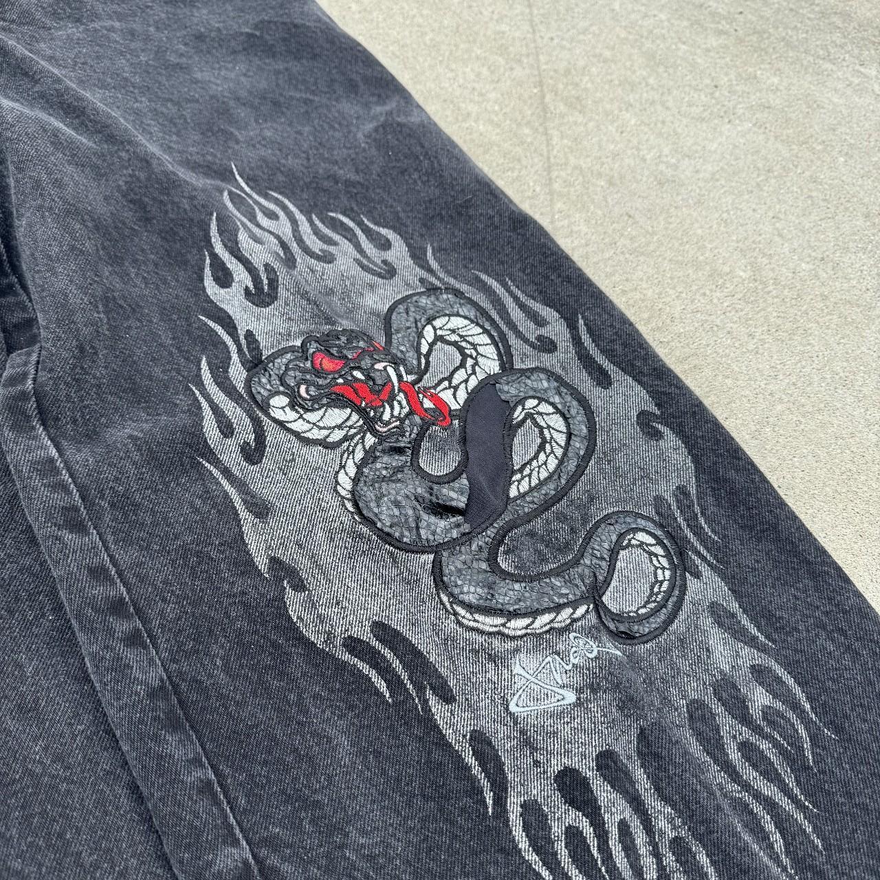 Faded vintage 90s jnco baggy flaming snake jeans (DO... - Depop