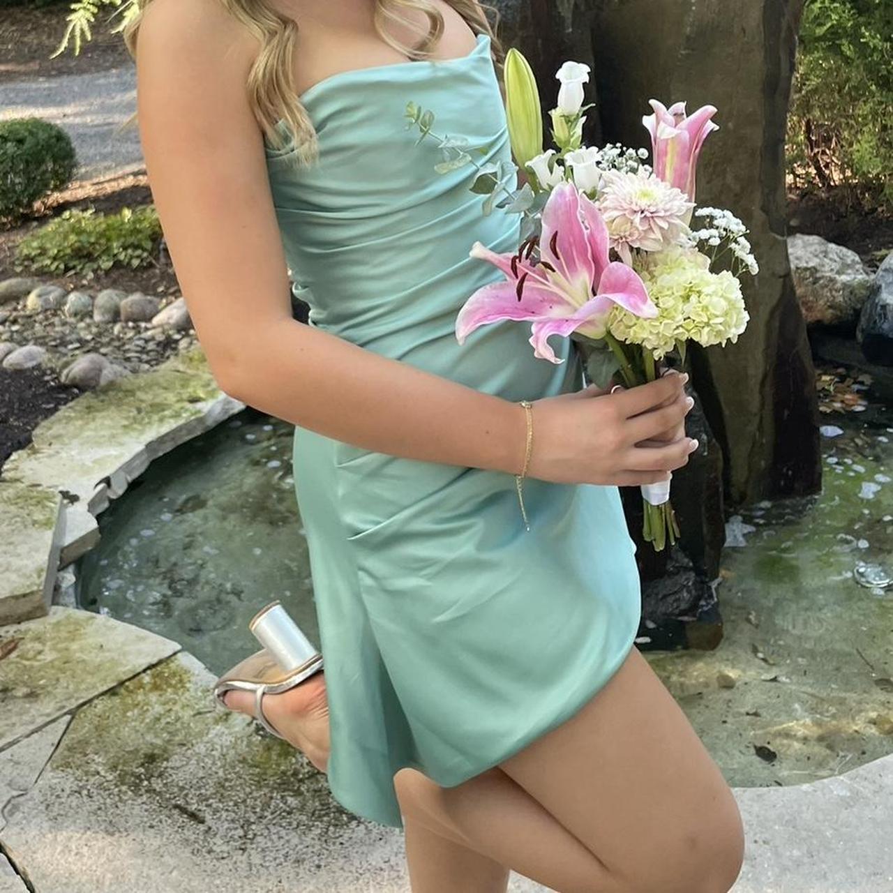 #houseofcb #minidress this beautiful aqua/blue mini... | Depop