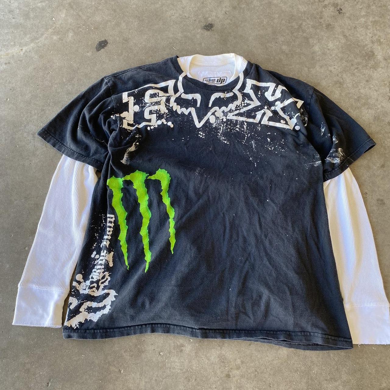Y2K Fox racing monster energy shirt men's large Y2K... - Depop