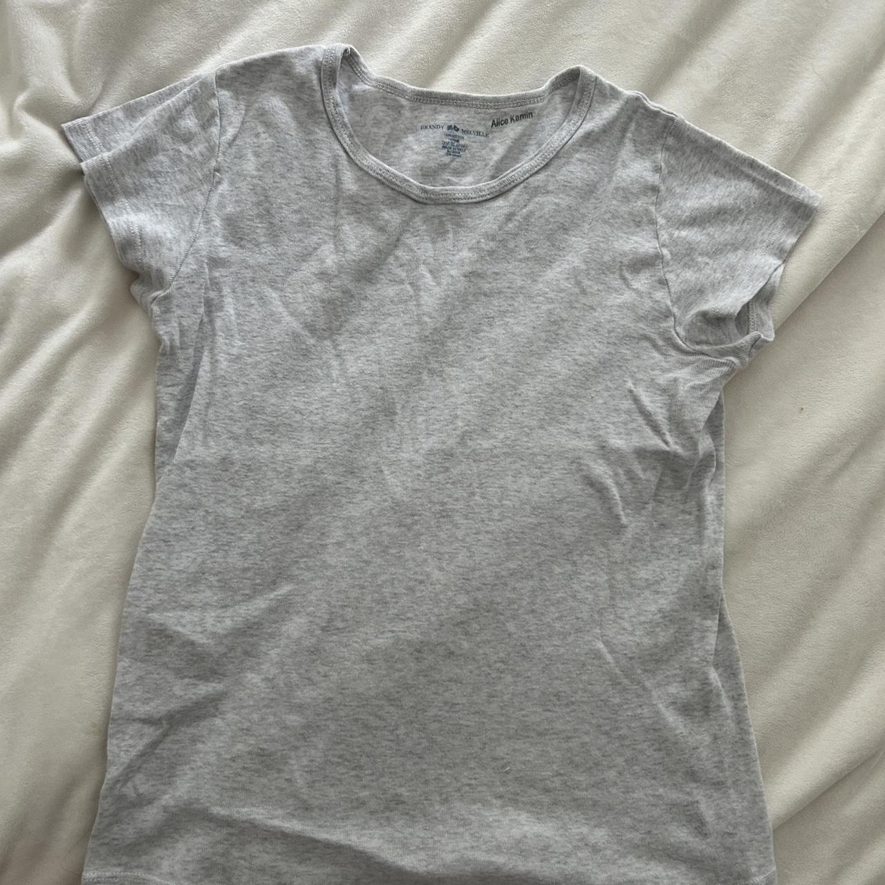 Brandy Melville T-shirt - gray - Depop
