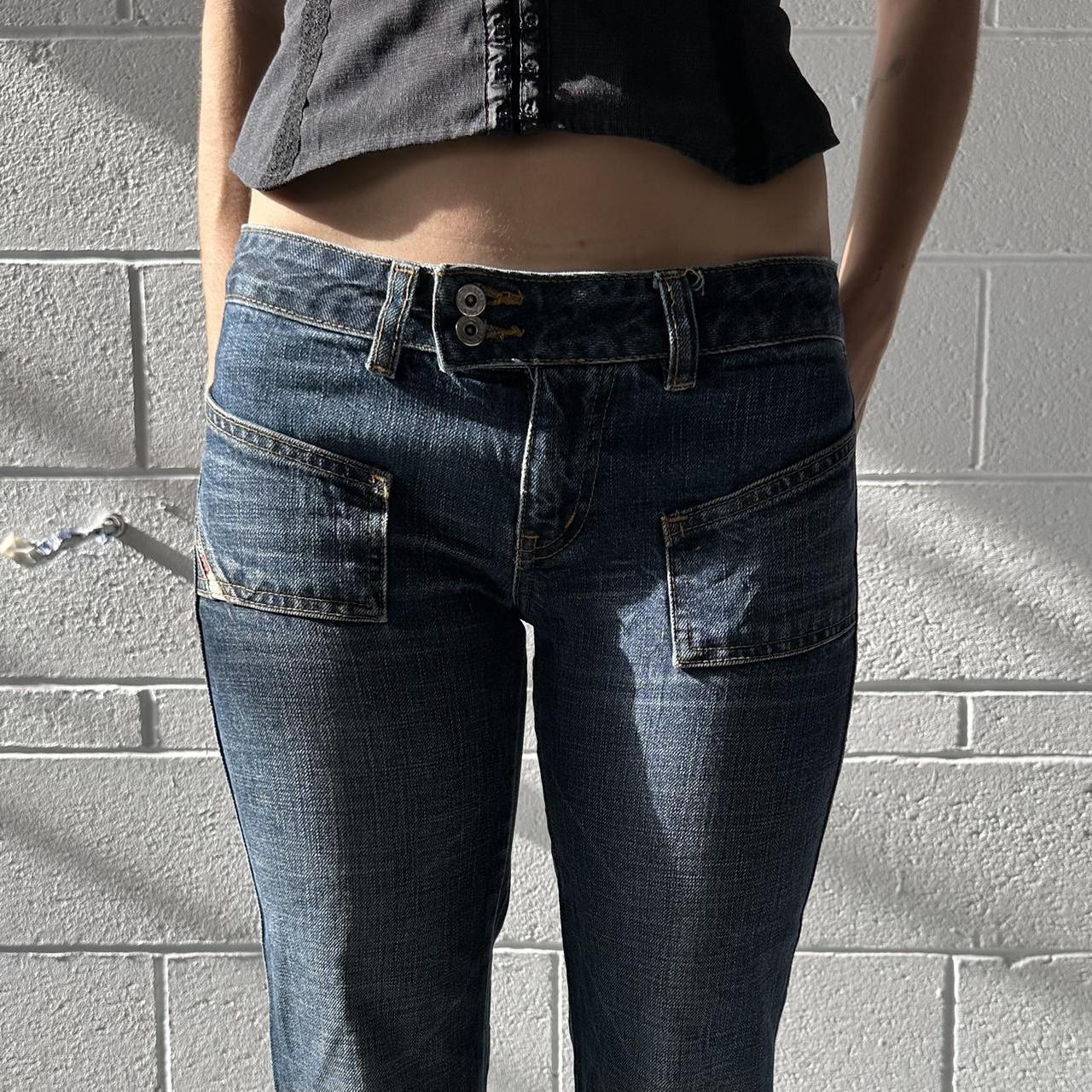 Grunge vintage Diesel dark wash low rise bootcut... - Depop