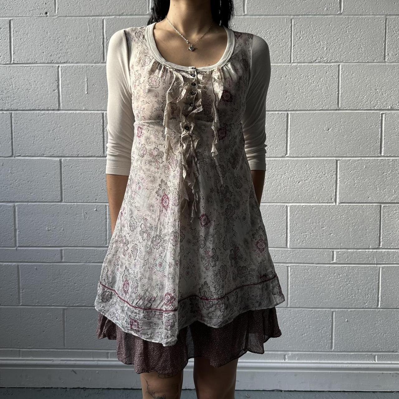 Romantic Cop Copine layered mini dress with a sheer... - Depop