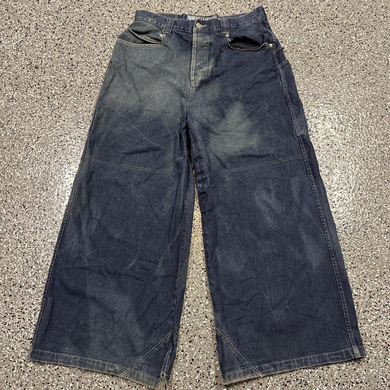 vintage 1990s gat style rave jeans super wideleg and... | Depop
