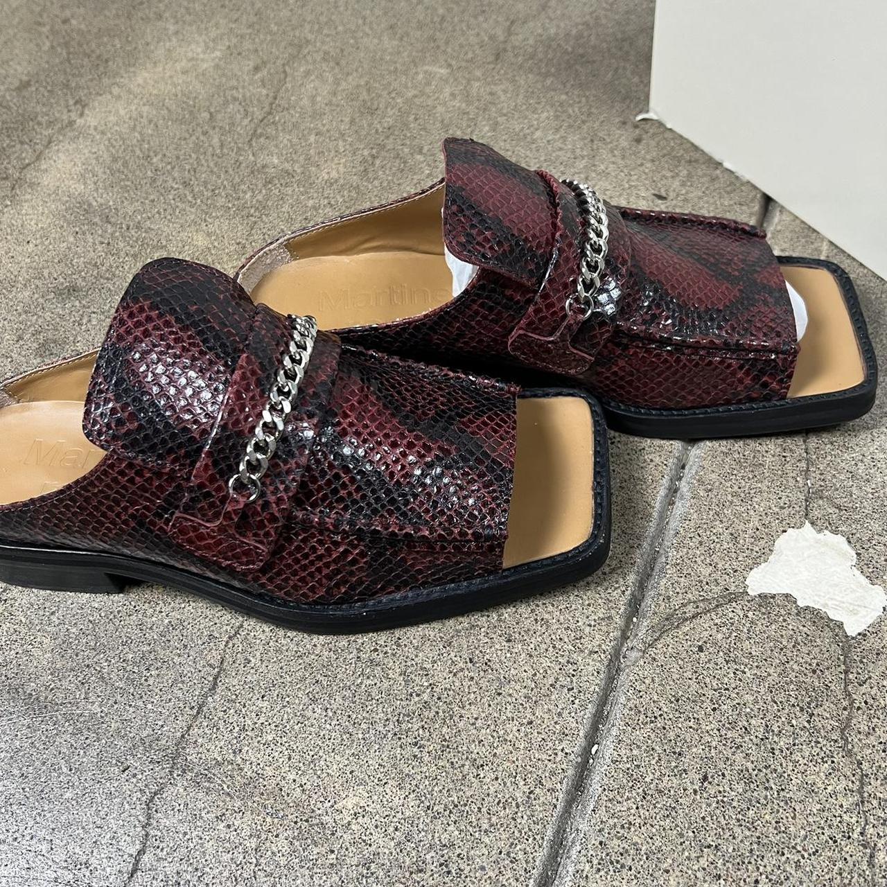 Martine Rose Pink Snake Open Toe Loafers Retail... - Depop