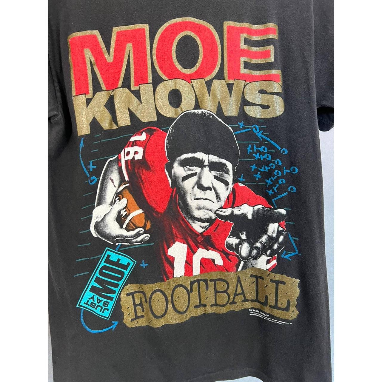 Vintage 90s three stooges Moe knows football shirt.... - Depop