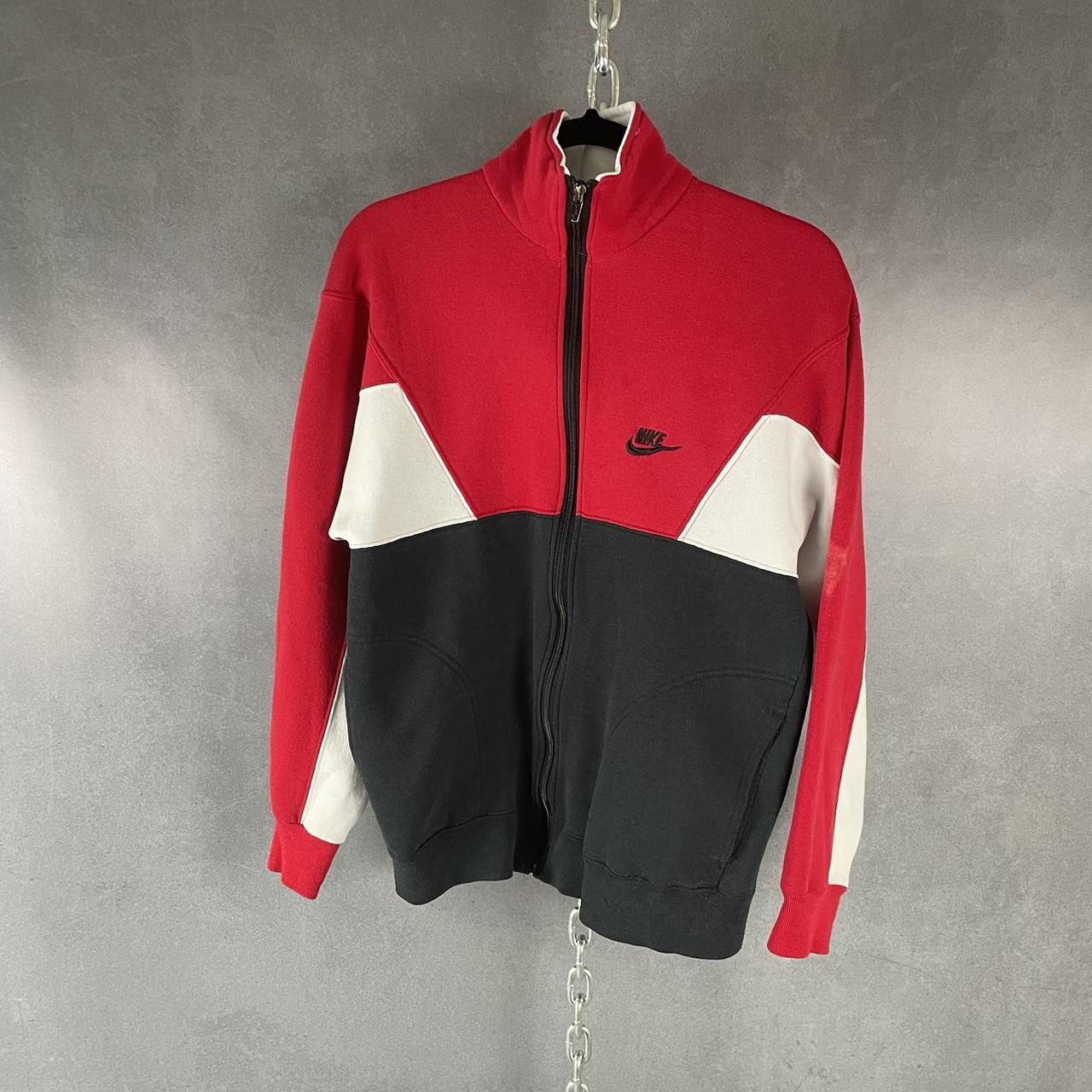 Vintage 80s Nike color block red 1/2 zip pullover... - Depop