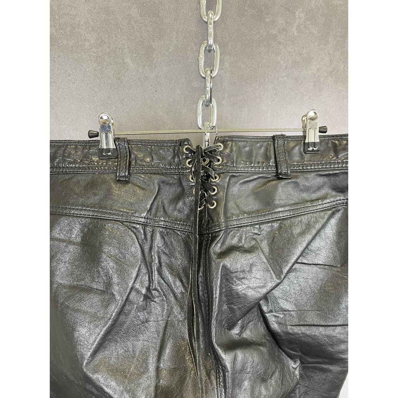 35x31 vintage 70s lace back black leather pants | Depop 35x31 vintage 70s lace back black leather pants | Depop