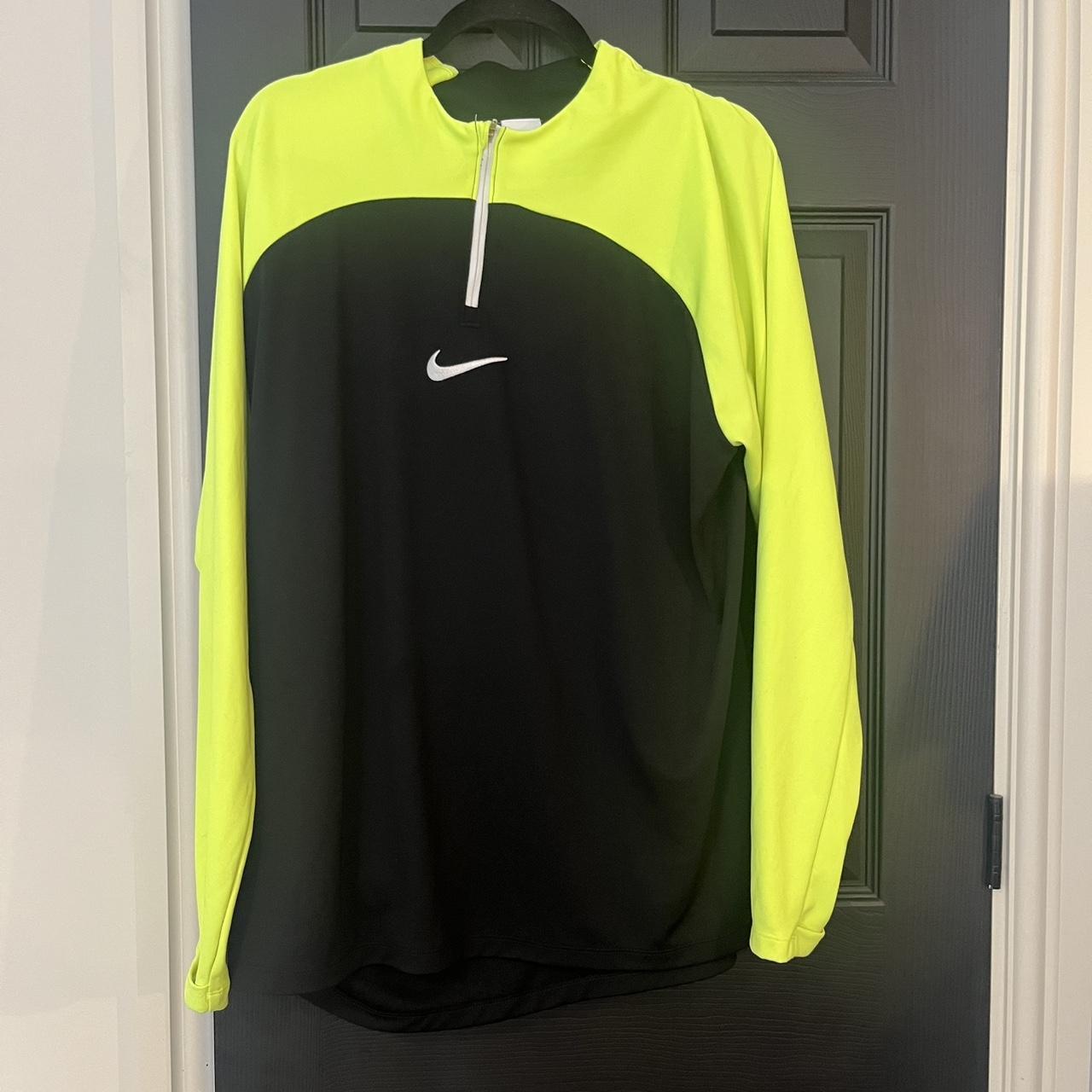 Nike neon and black half zip sweatshirt - Depop