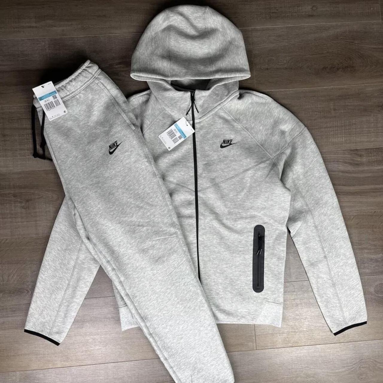 Nike Tech Fleece Tracksuit Dark Heather Grey / Black... - Depop