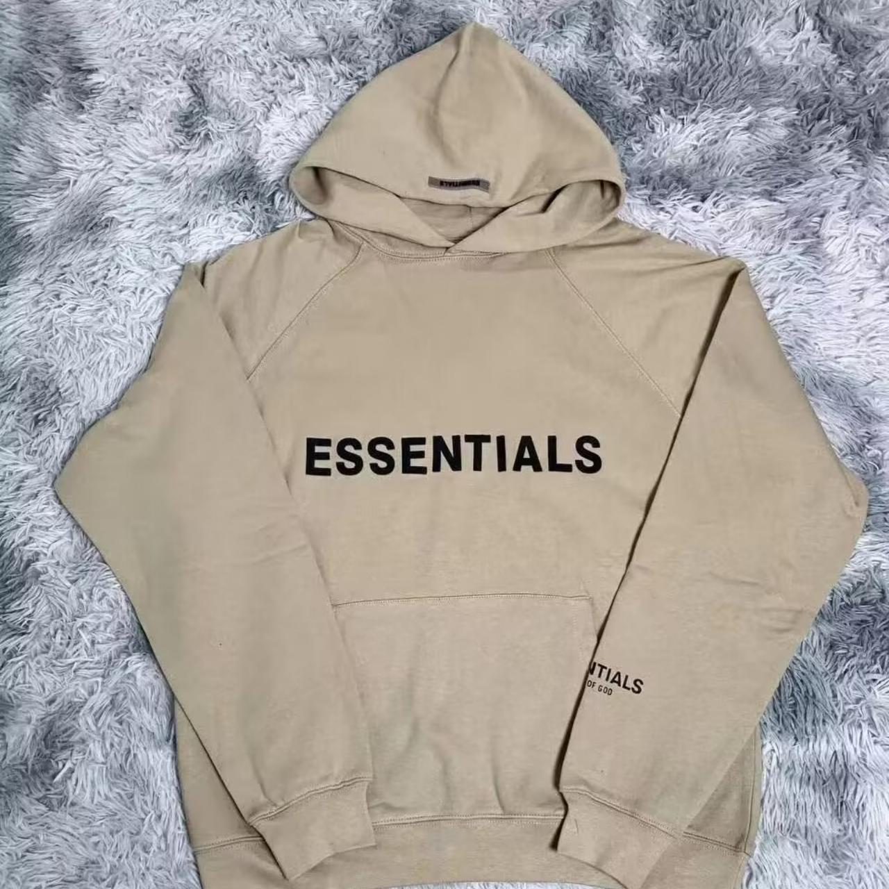 essentials camel hoodie size M - Depop