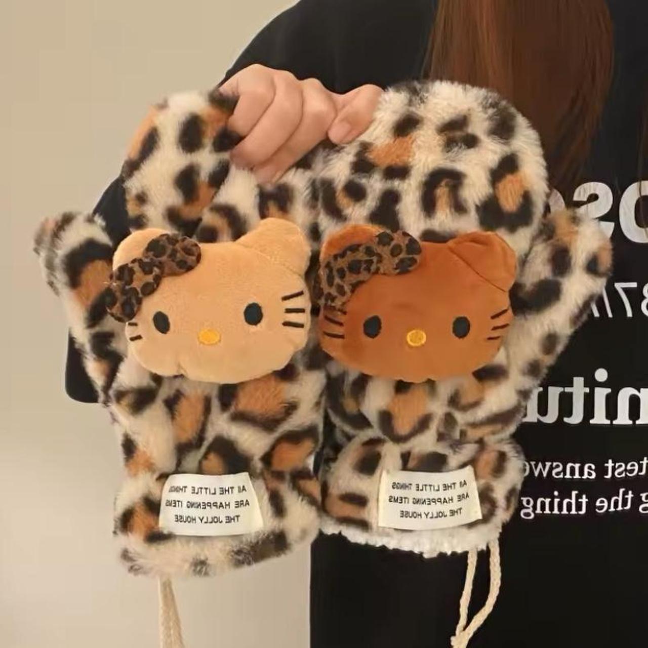 Animal print y2k Hello Kitty mittens gloves brand... - Depop