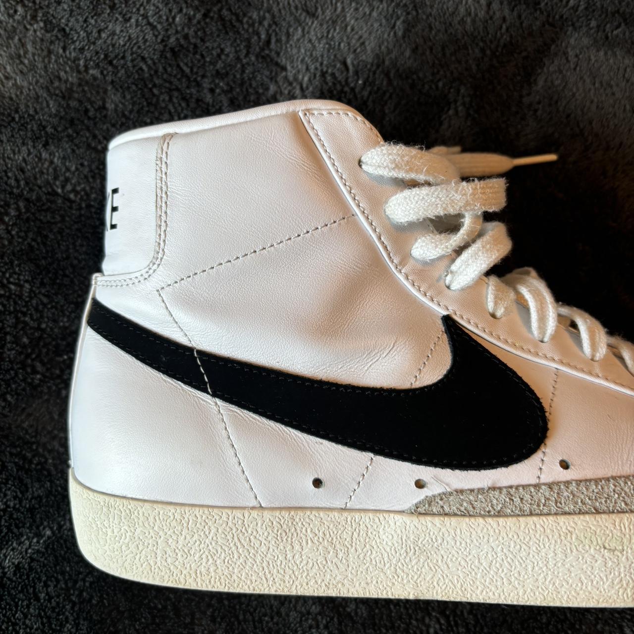 Nike Blazer Mid 77 trainers in white and black 32$... - Depop