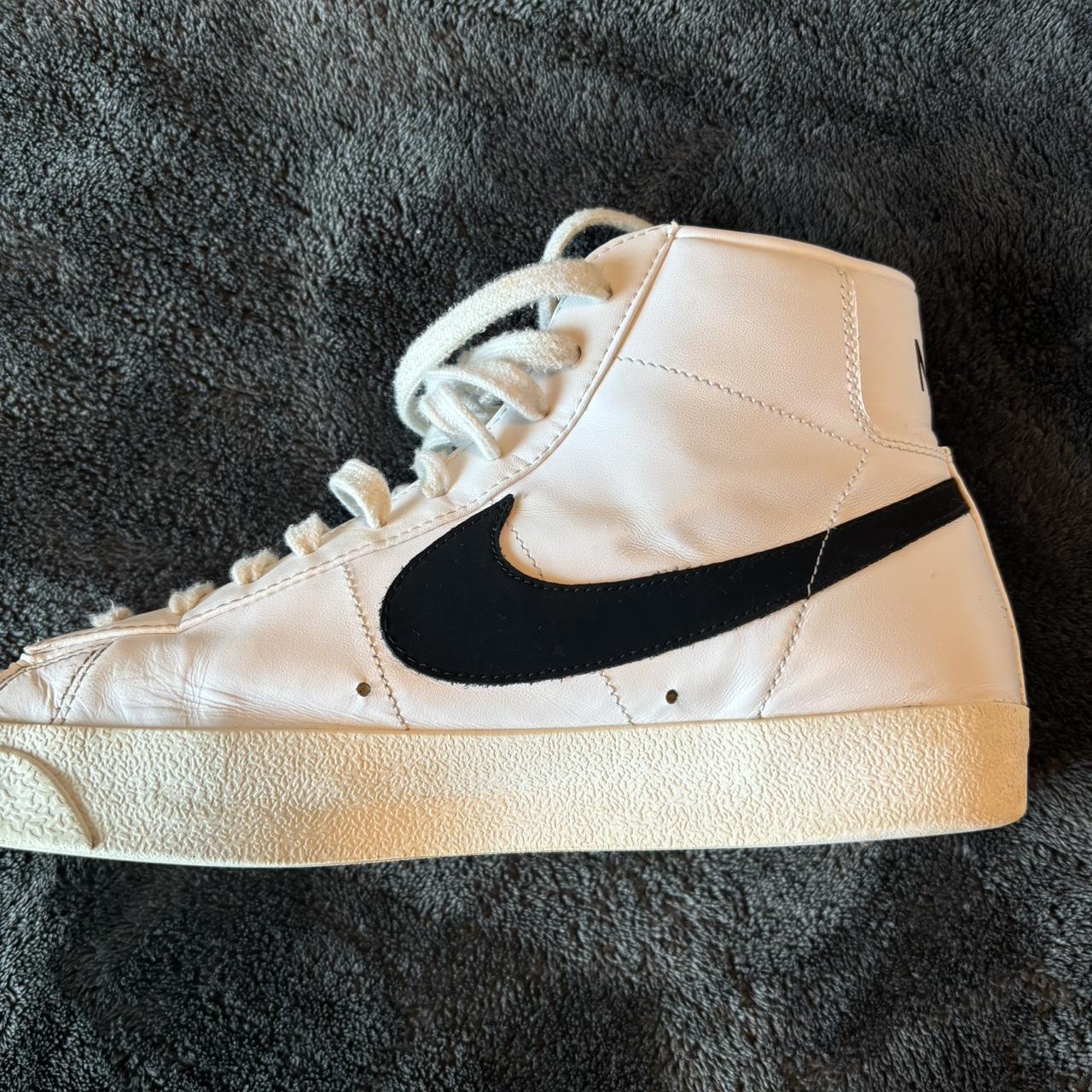 Nike Blazer Mid 77 trainers in white and black 32$... - Depop