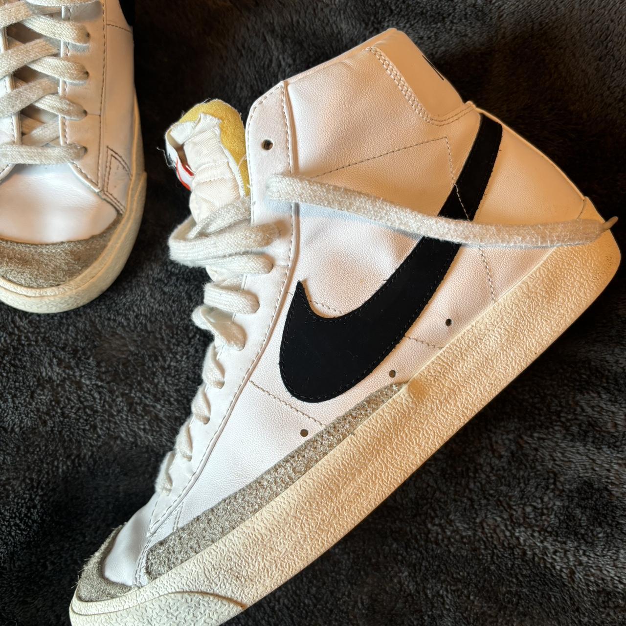Nike Blazer Mid 77 trainers in white and black 32$... - Depop