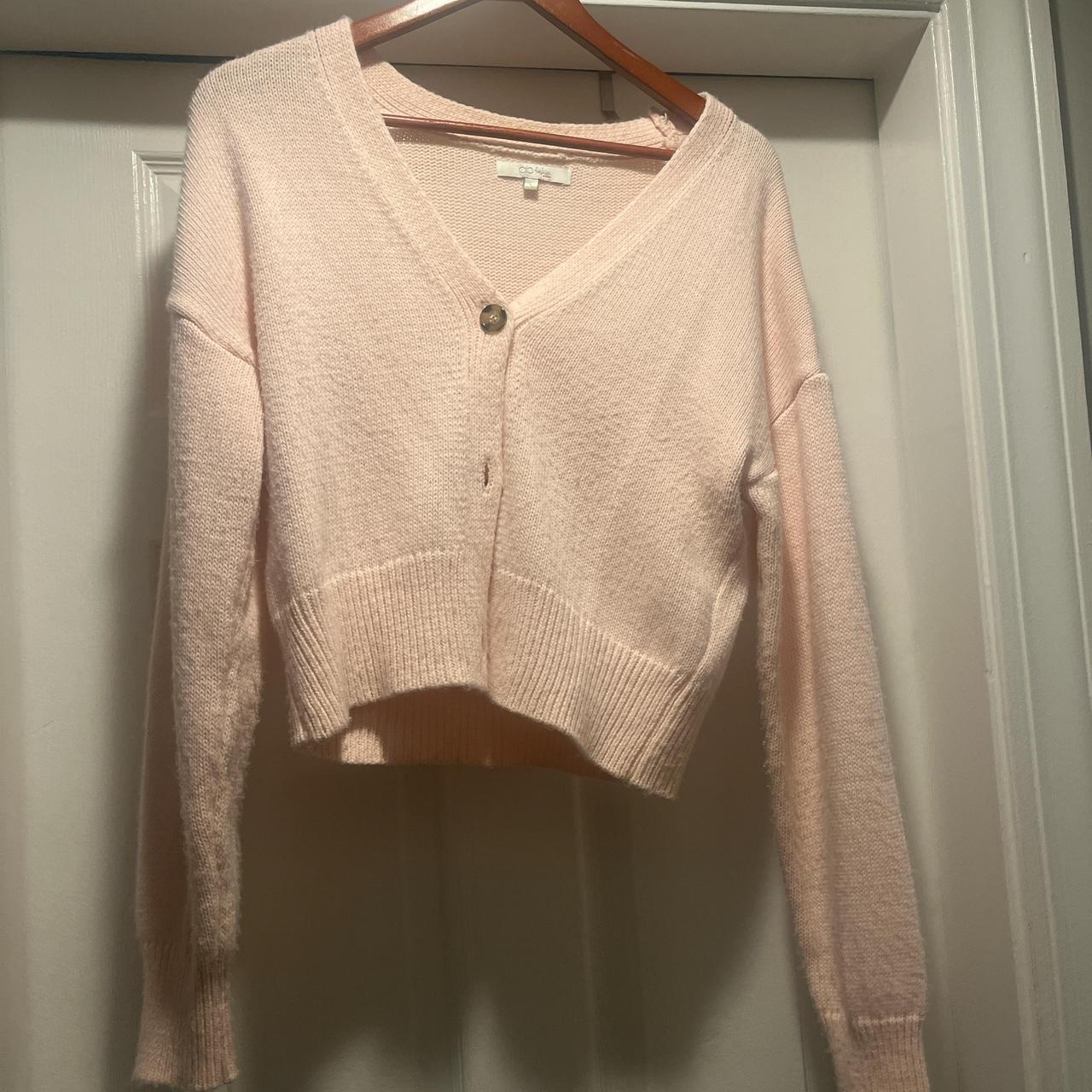 Light pink button-up sweater (a little bit more pink... - Depop