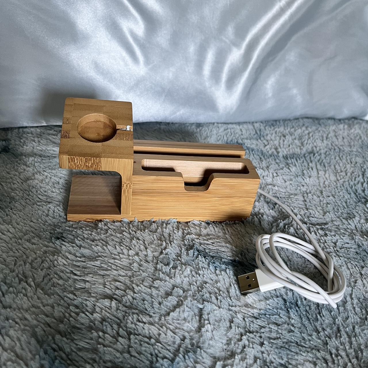 Bamboo charging dock with 3 USB ports, 2 phone slots... - Depop