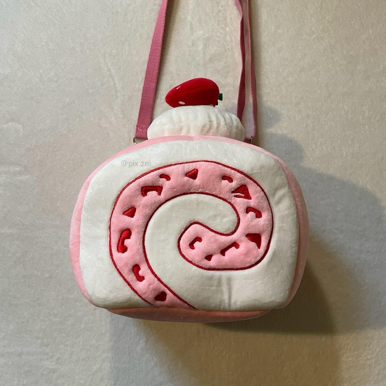 Pink and white strawberry cake roll purse *DO NOT... - Depop