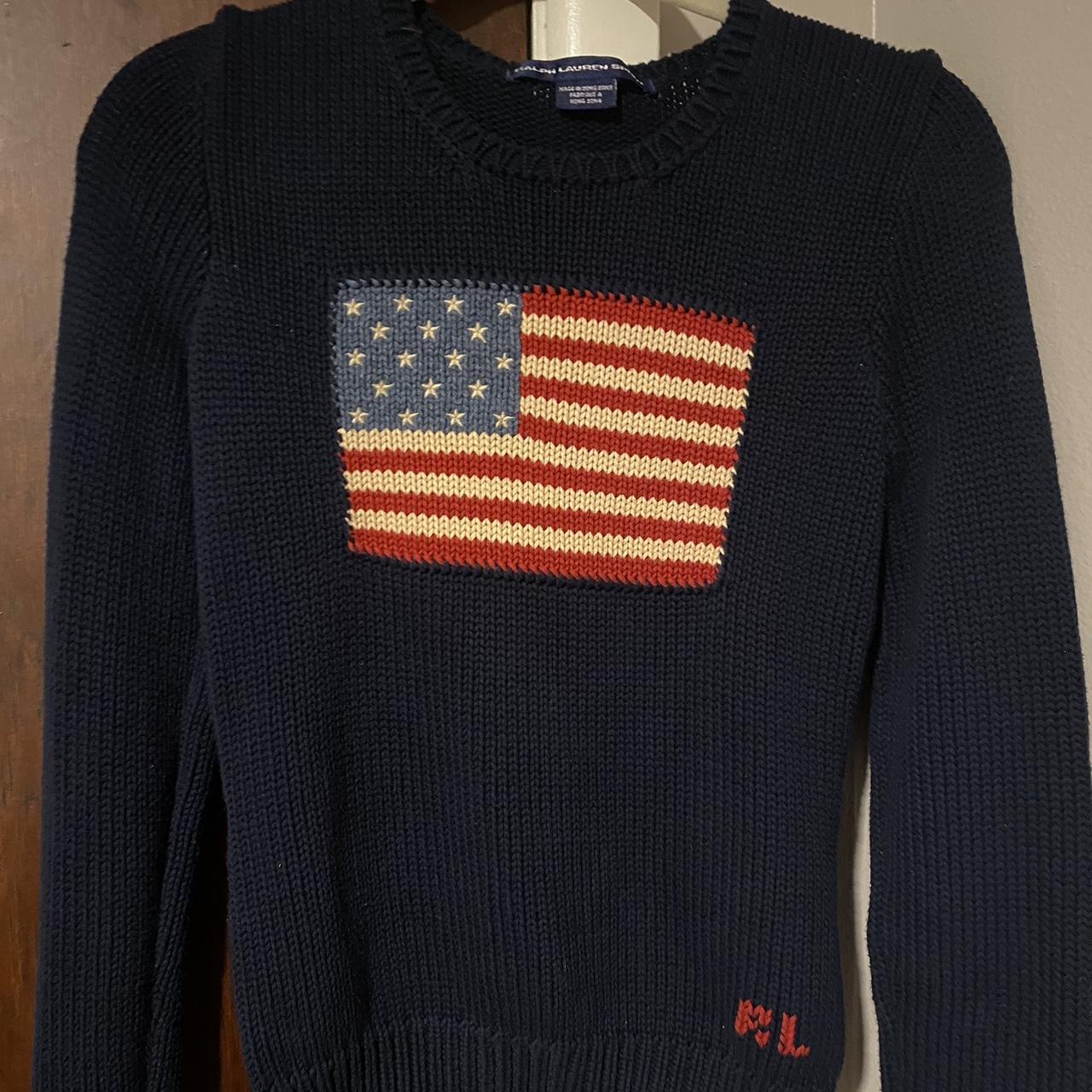 Vintage Ralph Lauren knitted sweater with American... - Depop
