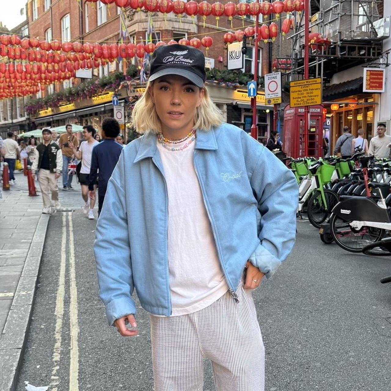 Blue boxy fit jacket, would fit size 6-12, I’m an 8... - Depop