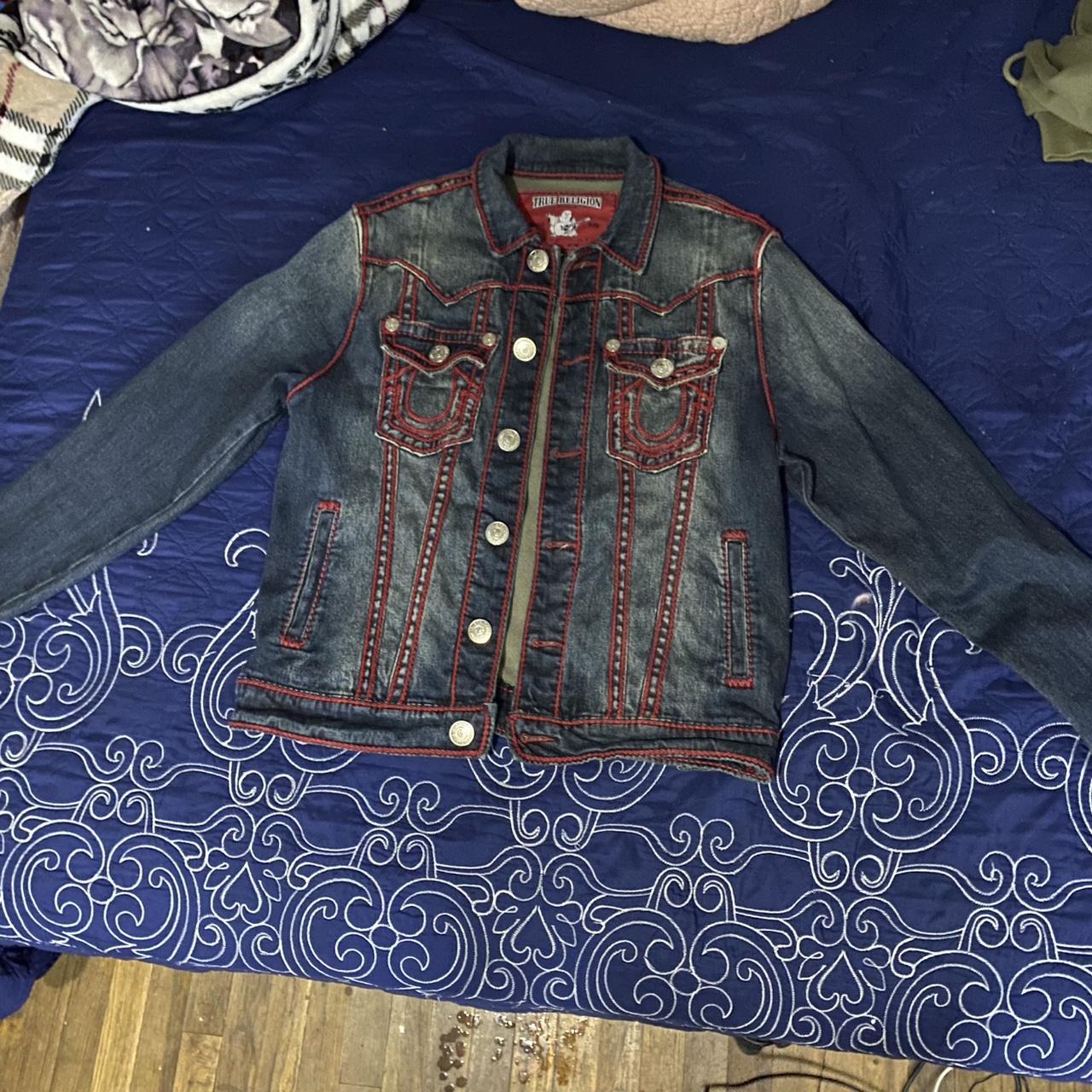 True Religion Jean Jacket Red Stitching, Fits like a... | Depop
