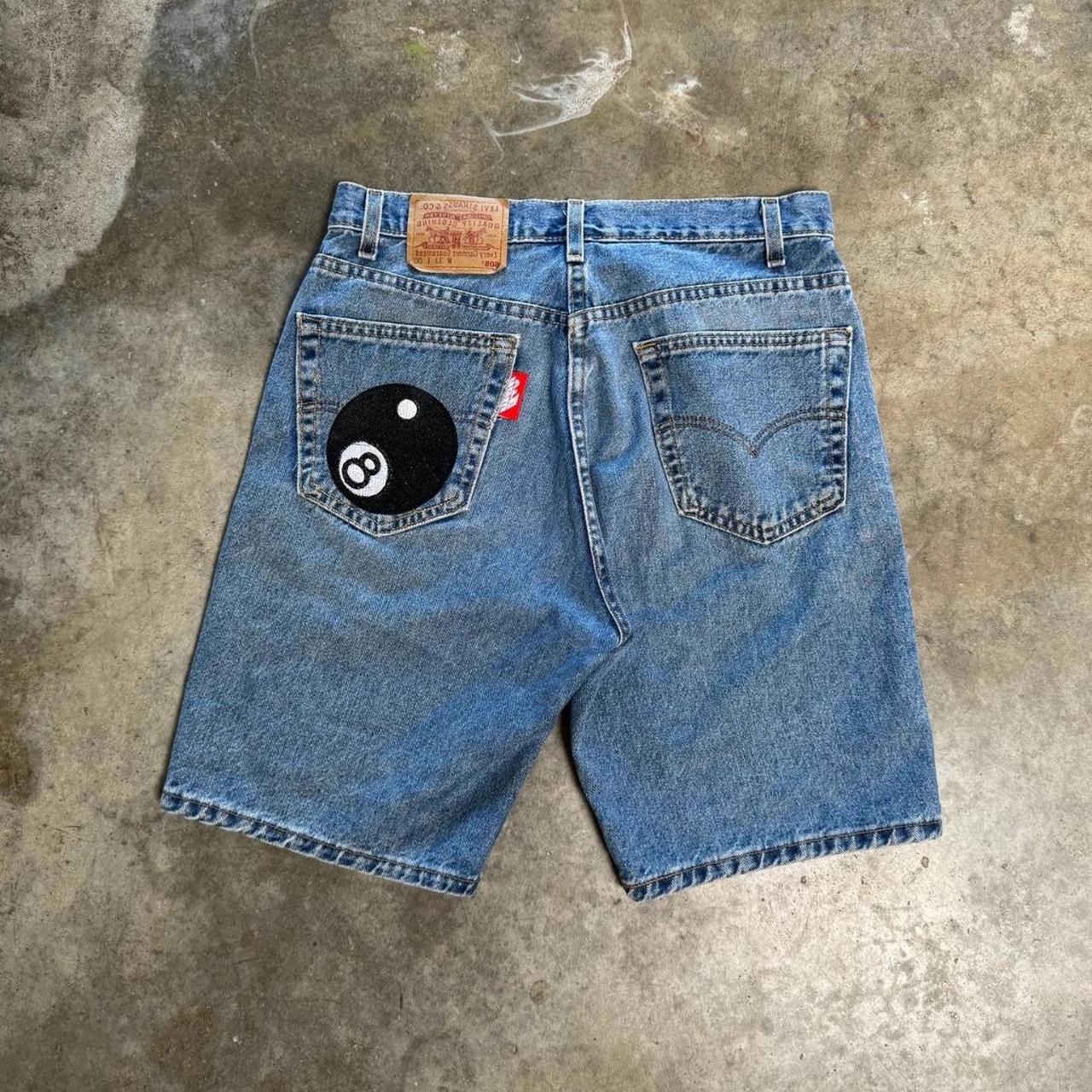 Levi's 505 jorts with 8 ball patch Size M lmk! - Depop