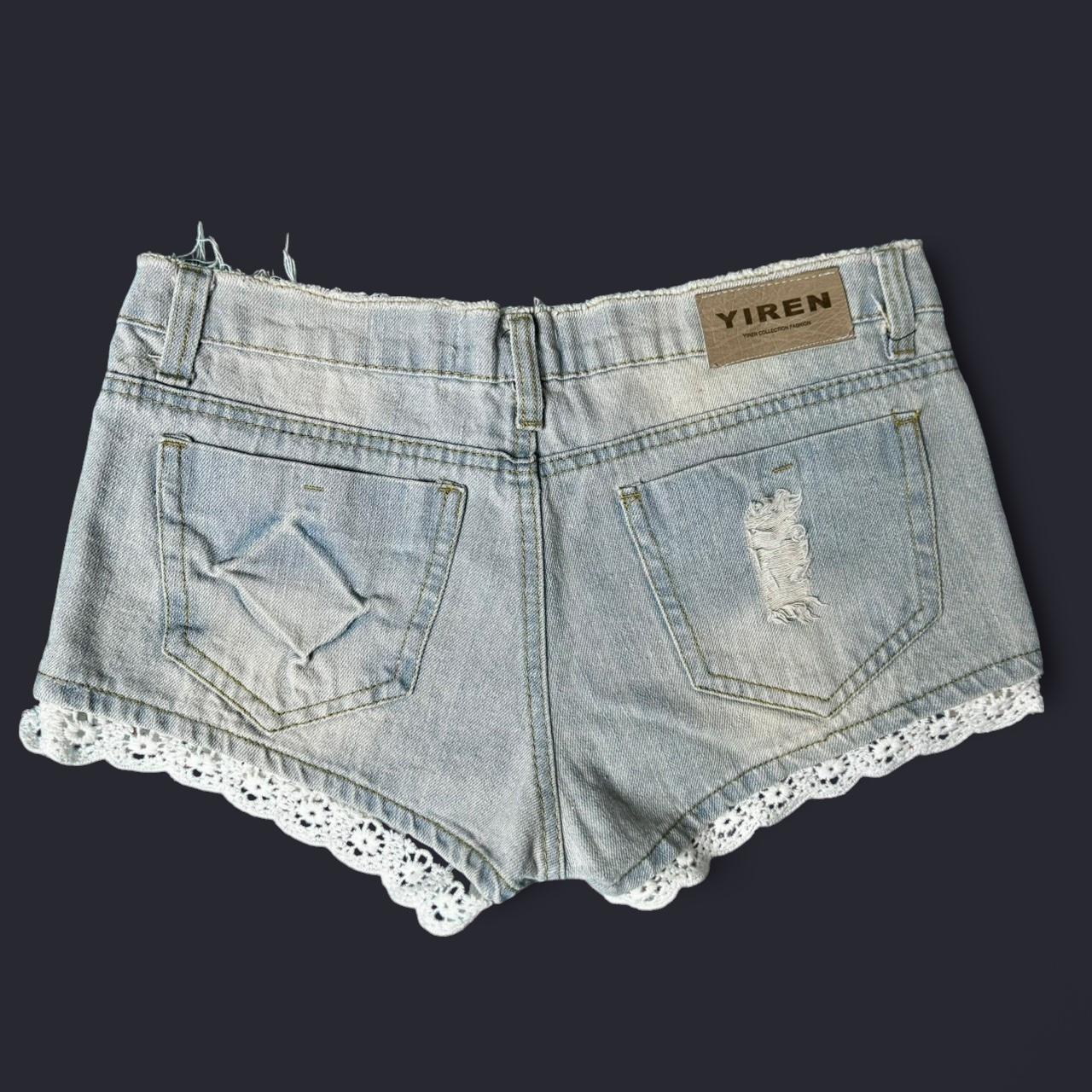 Yi-Ren (YIREN) brand light wash blue denim shorts... | Depop