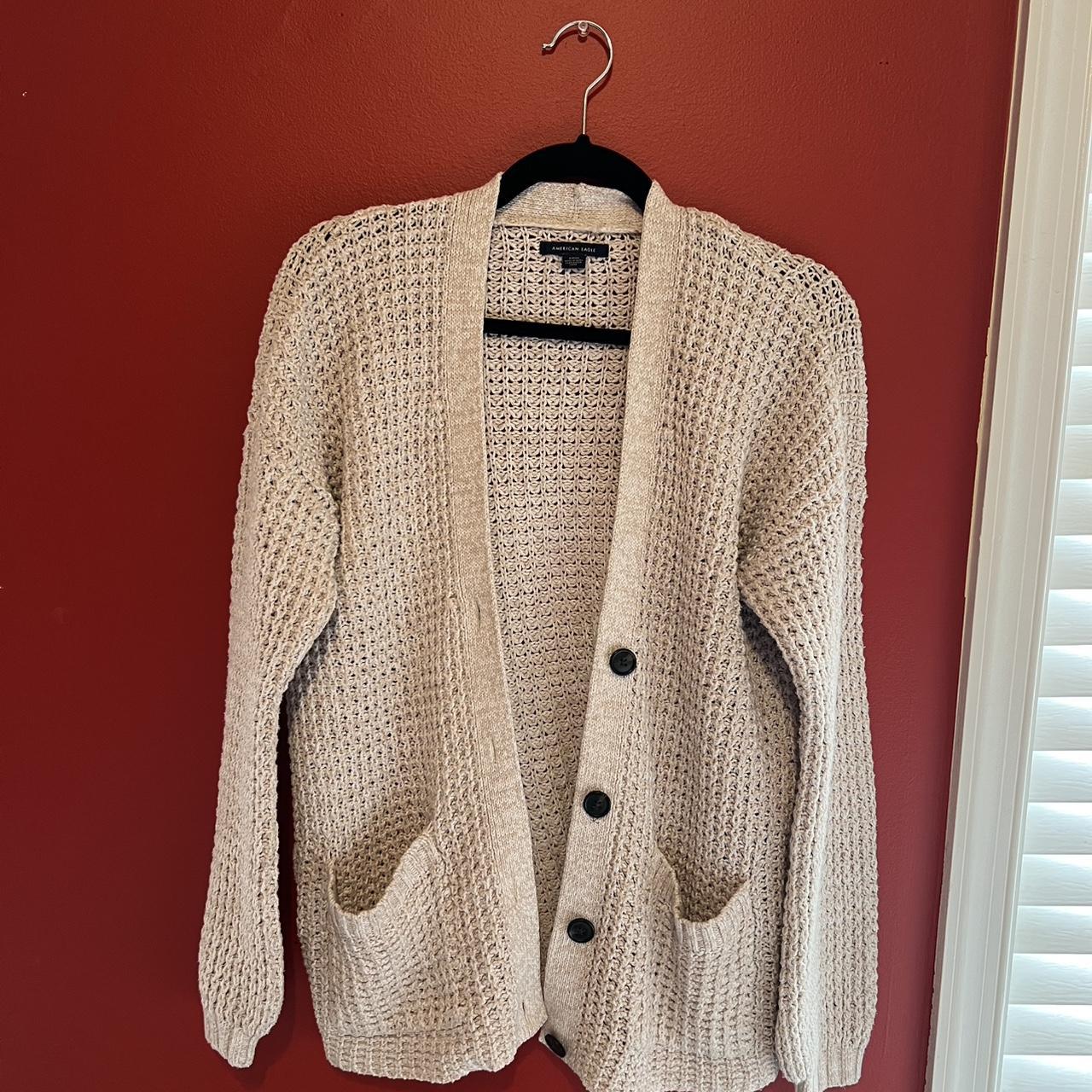 Cream oversized cardigan with pockets... | Depop