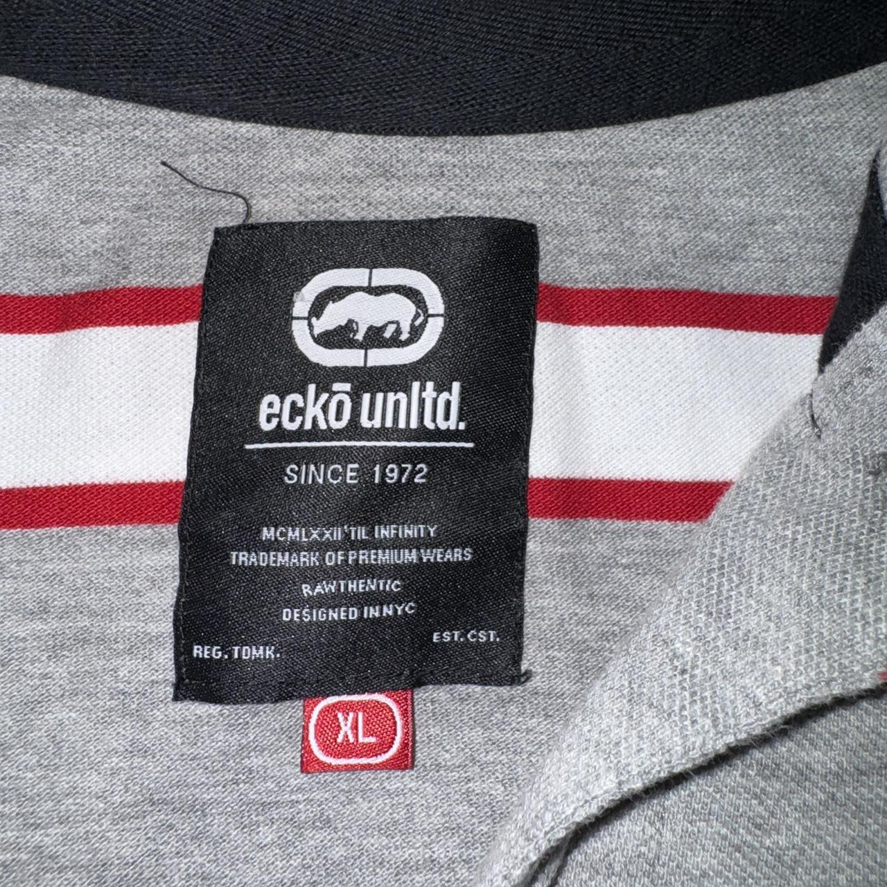 ECKO UNLTD Polo Grey and white striped Sz XL - Depop