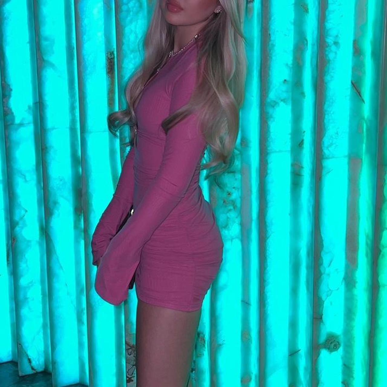 Pink oh polly cut out diamond detail bodycon mini... - Depop