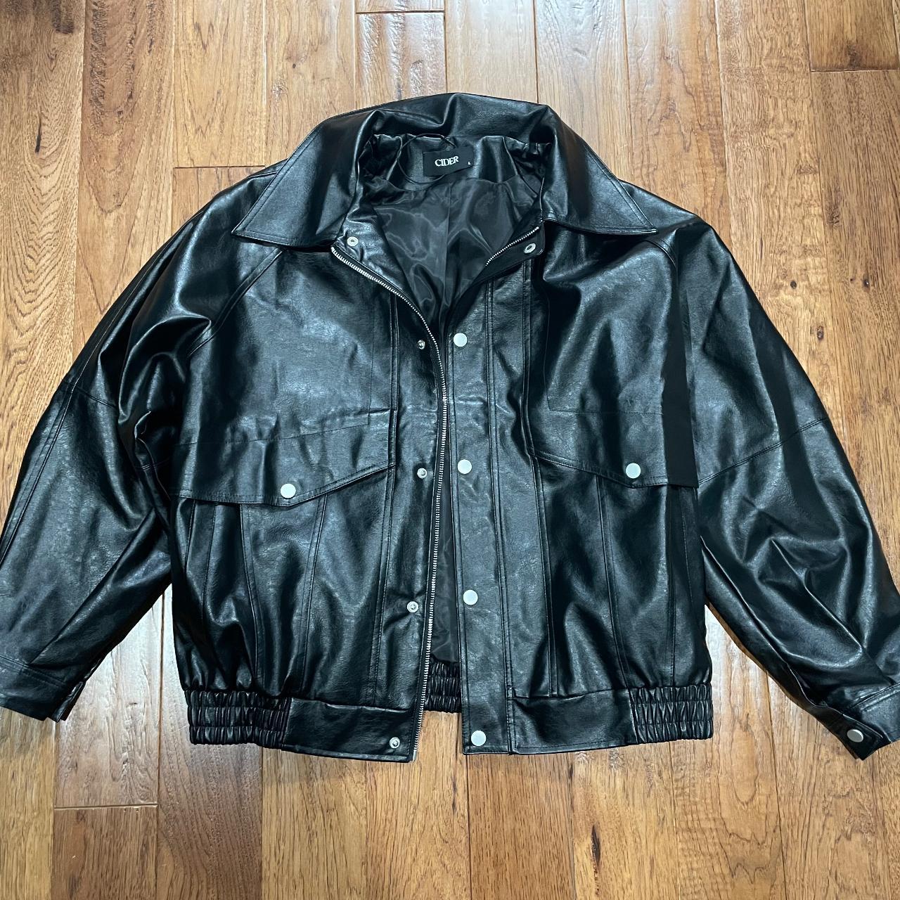 Cider Women's Faux Leather Zipper Jacket, Size L - Depop