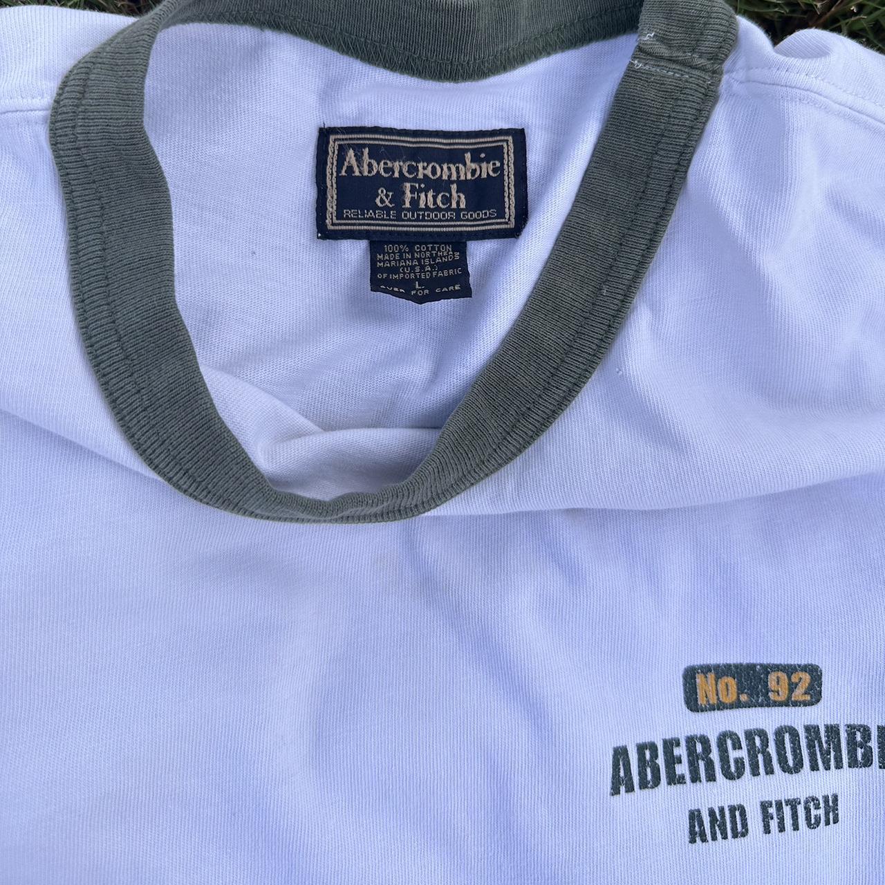 Abercrombie & Fitch Men's White and Green T-shirt | Depop