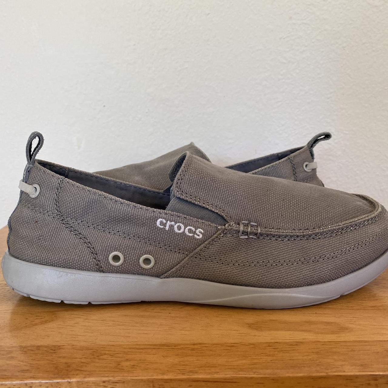 Crocs men’s Walu Canvas Slip-on Loafers Gray Size 10... - Depop