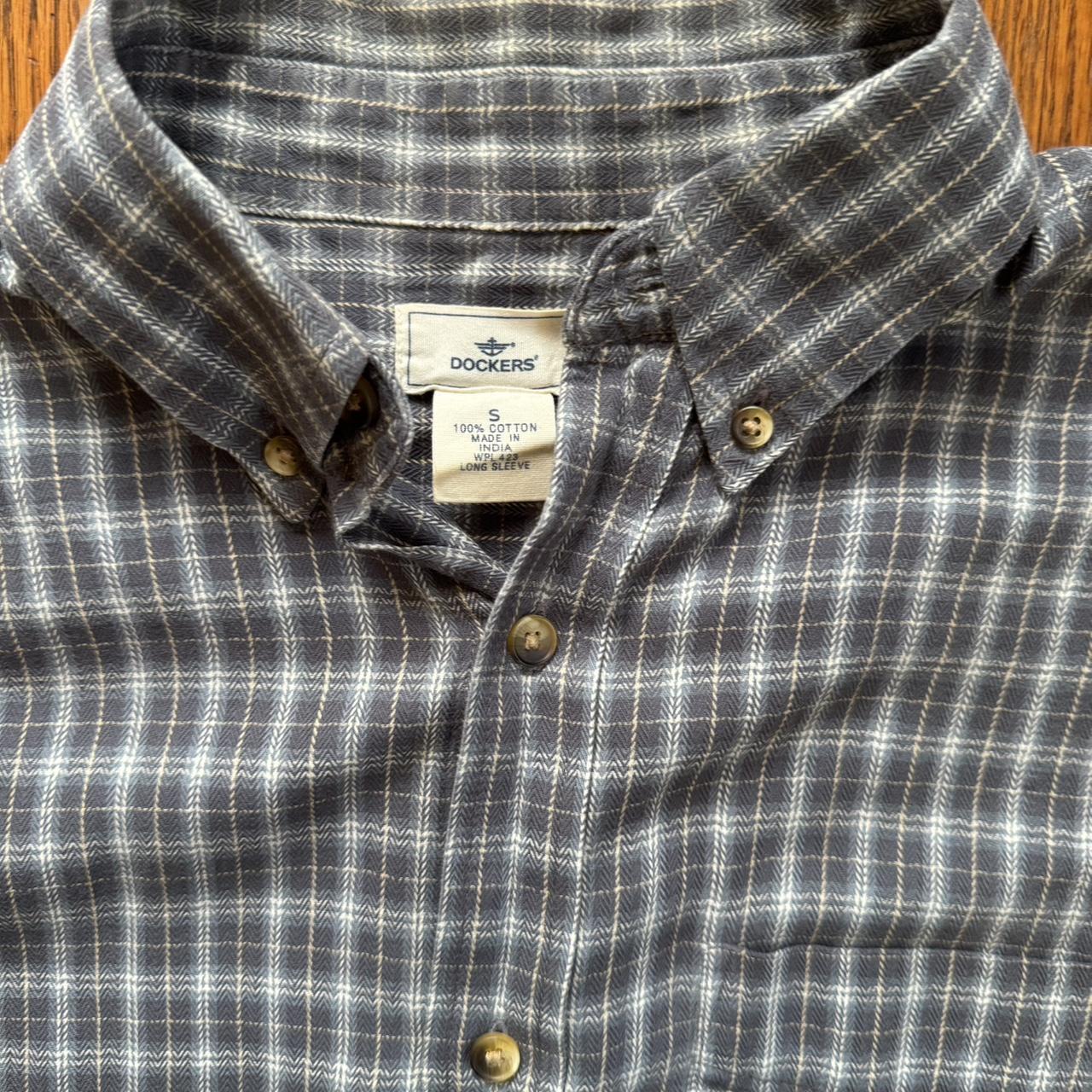Blue and grey dockers flannel shirt grunge style | Depop