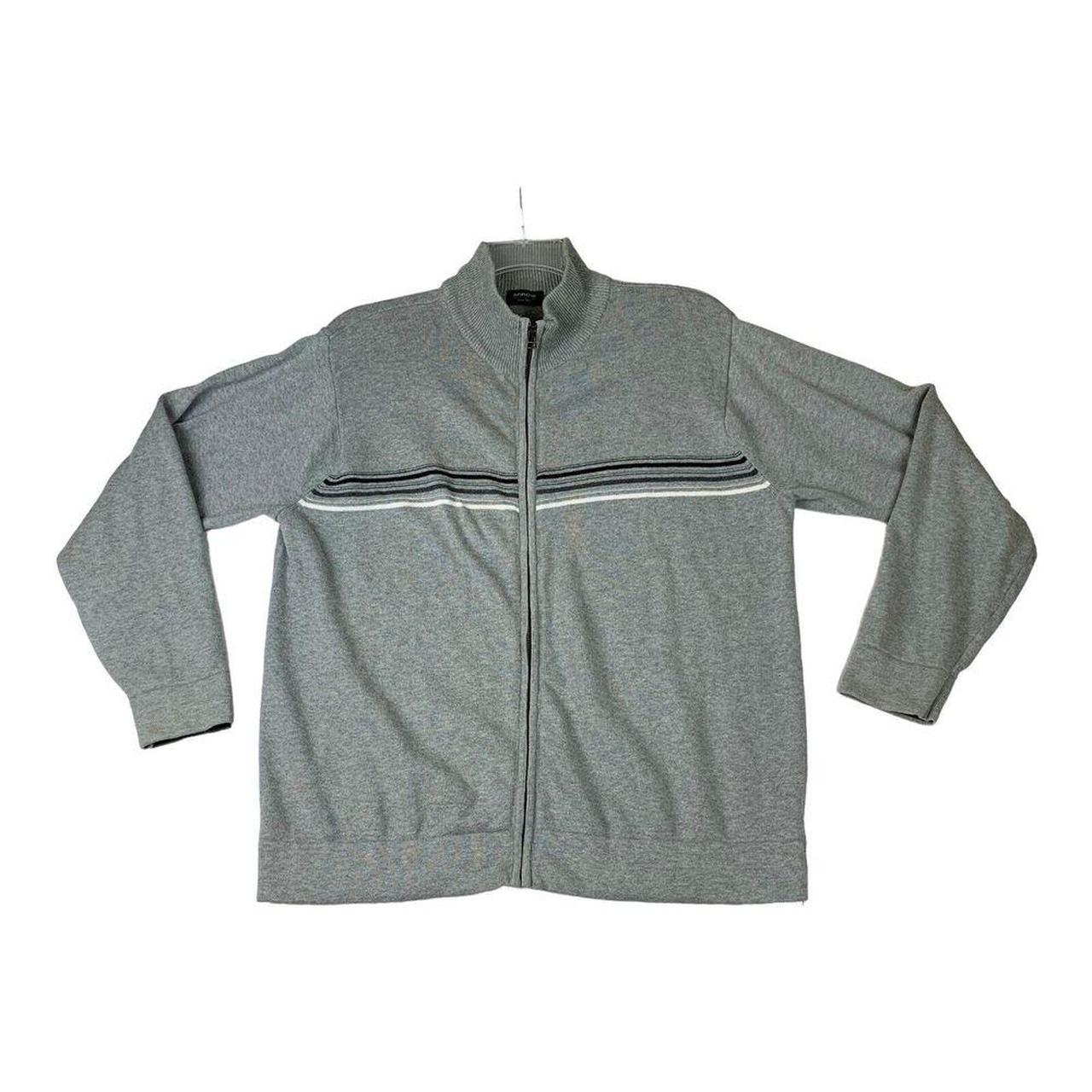Arrow Sweater Mens Large Gray Full Zip Ribbed Casual... - Depop