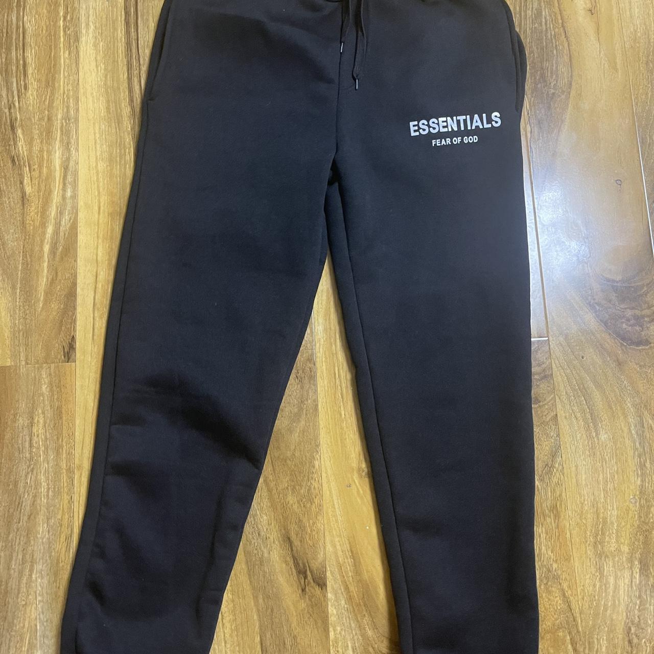 Black Fear of God Essentials joggers - Depop
