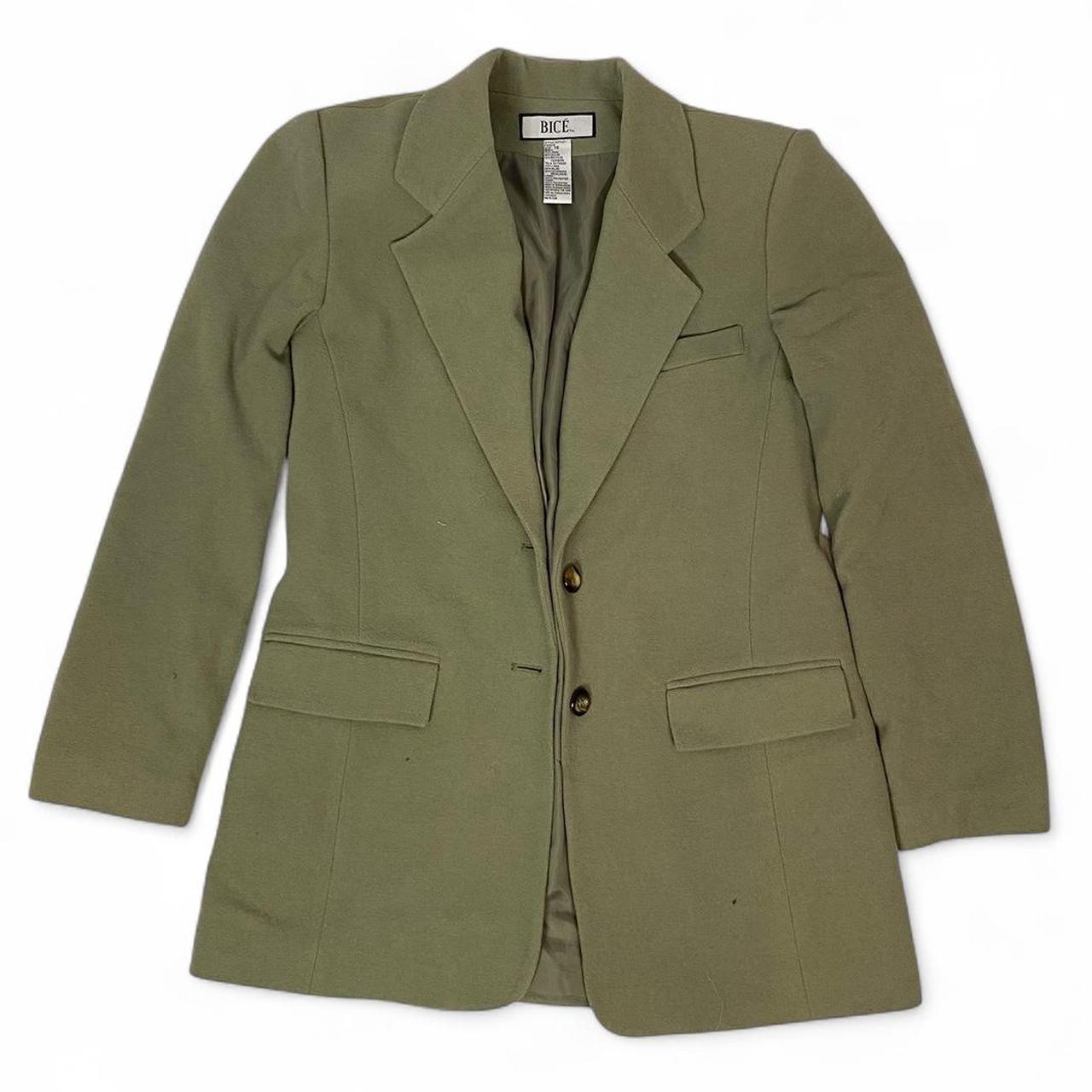 Bice Wool Blend Pistachio Green Button Up Vintage... | Depop