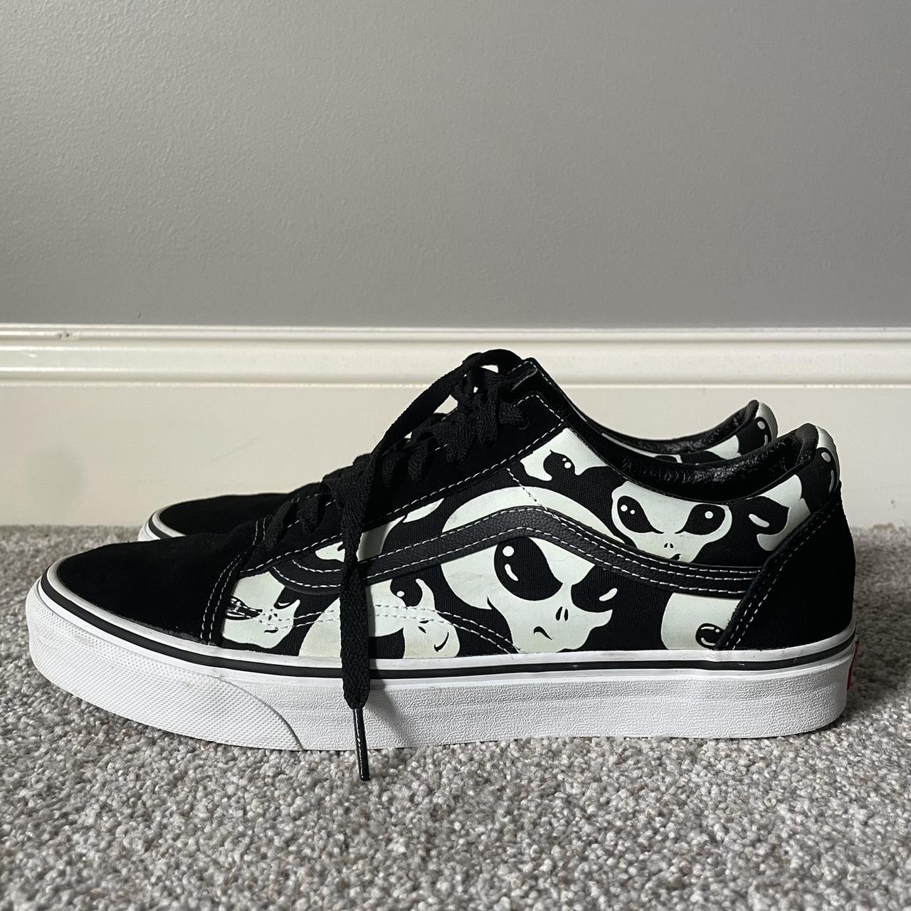 Vans Old Skool Alien black and white trainers Had... - Depop