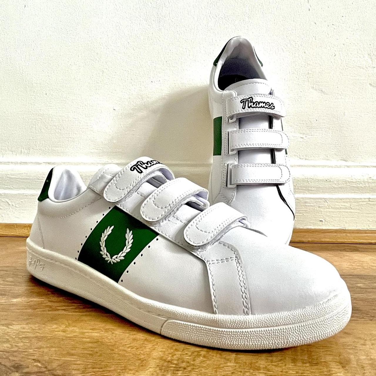 Fred Perry x Thames B721 leather green and white... - Depop