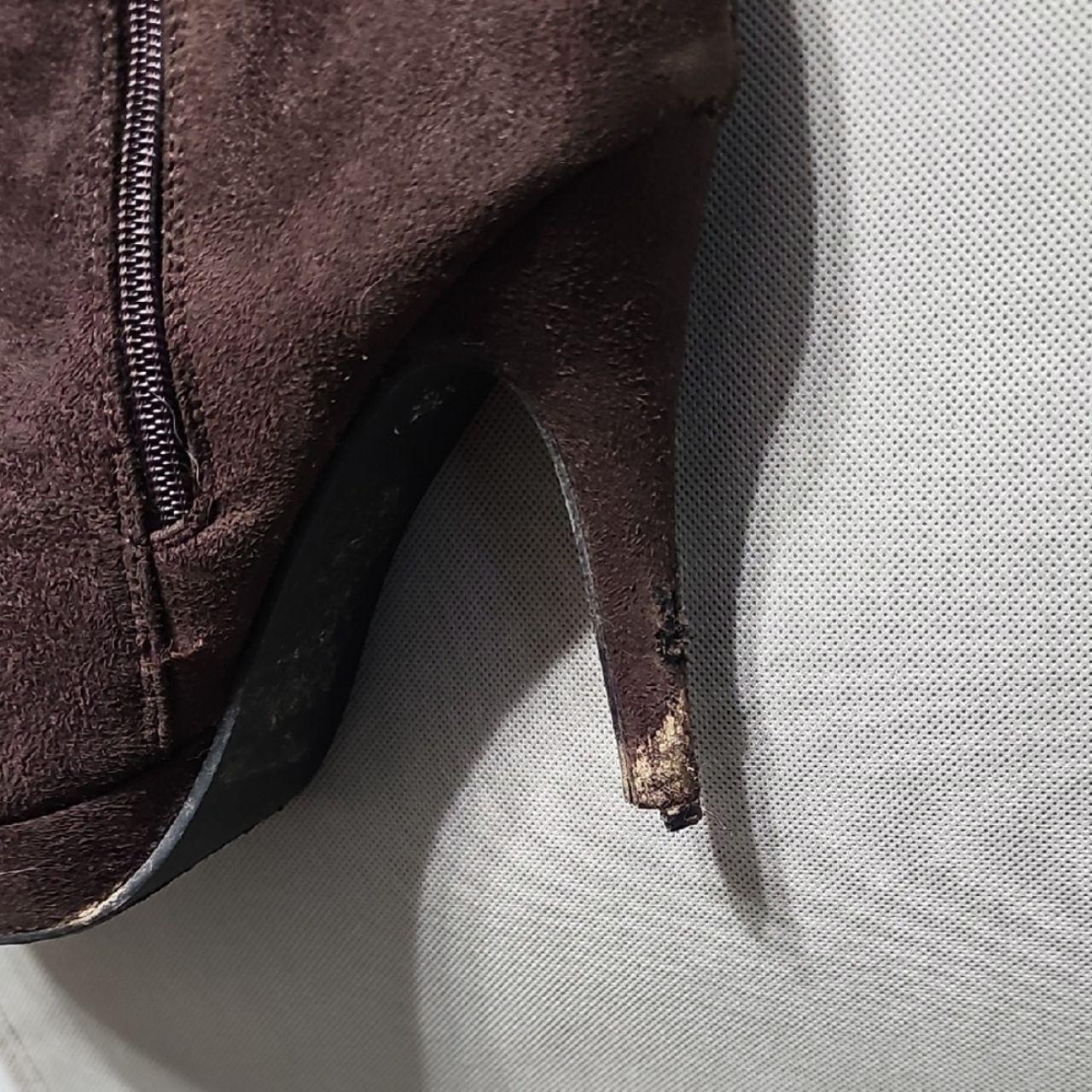 Taupe Slouch Knee hight 2000s y2k buckle moto heel... | Depop