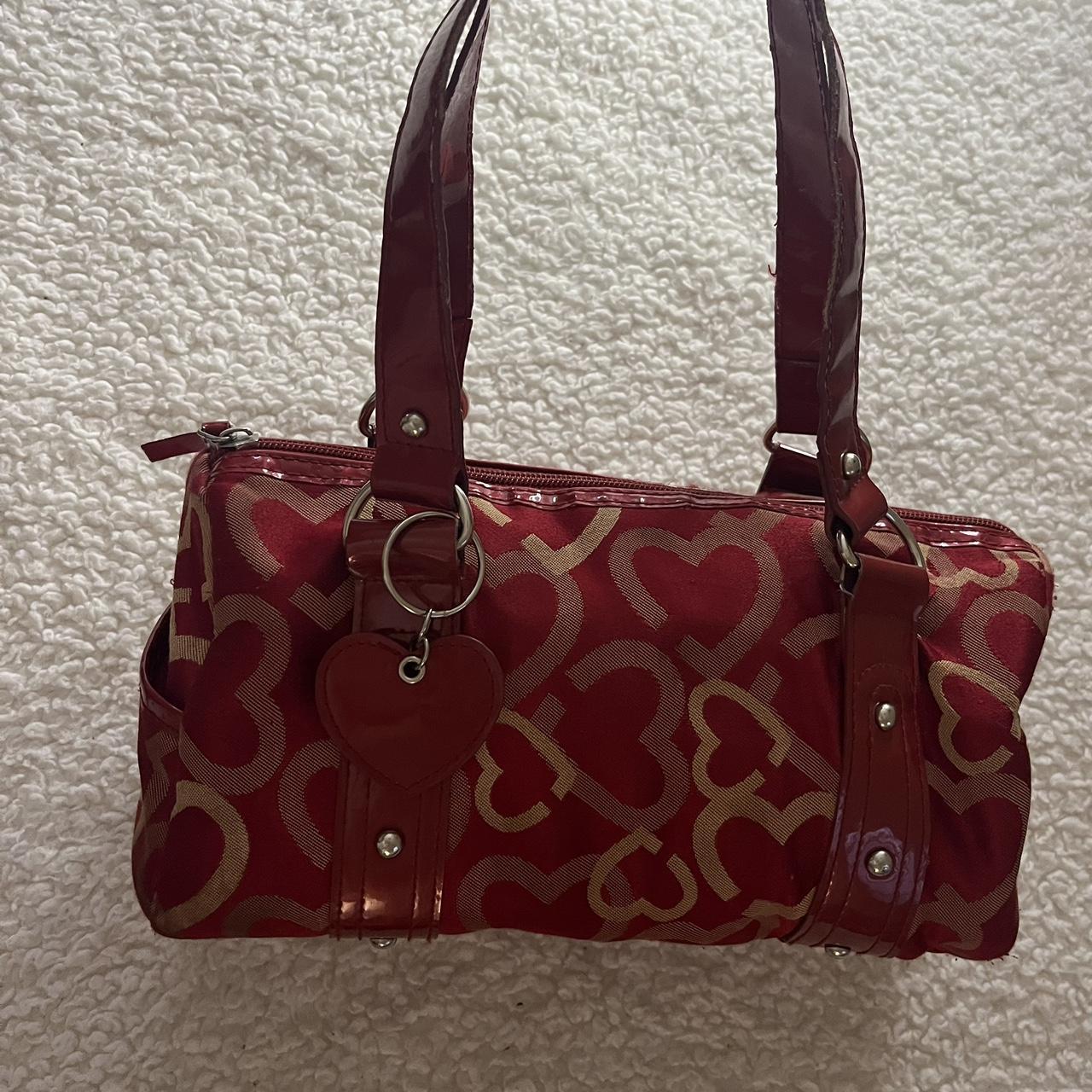 Red y2k heart patterned purse #y2k #hearts #purses... - Depop